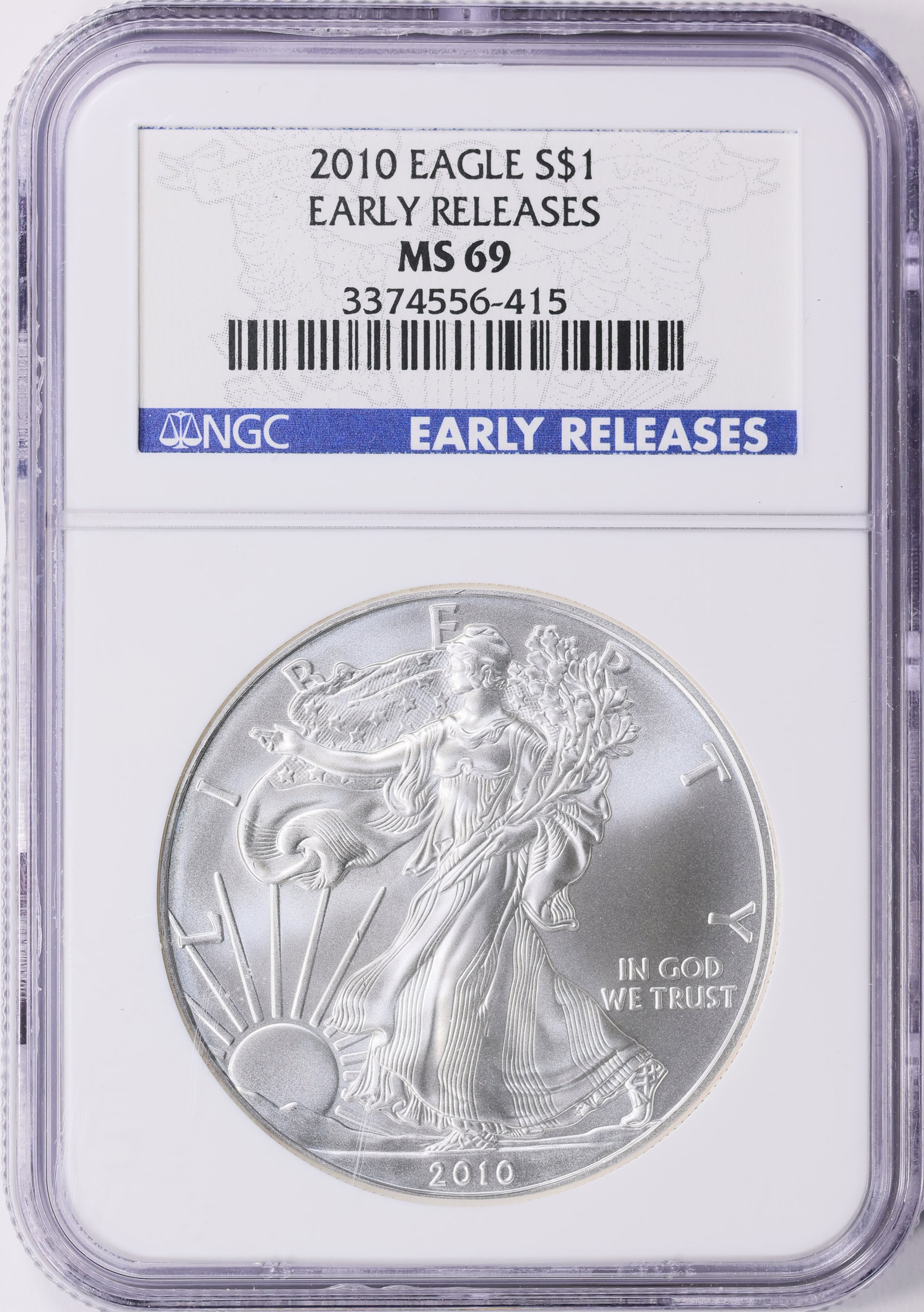 2010 $1 Silver Eagle Early Releases NGC MS-69 (Item 1732642) | GreatCollections Coin Auctions