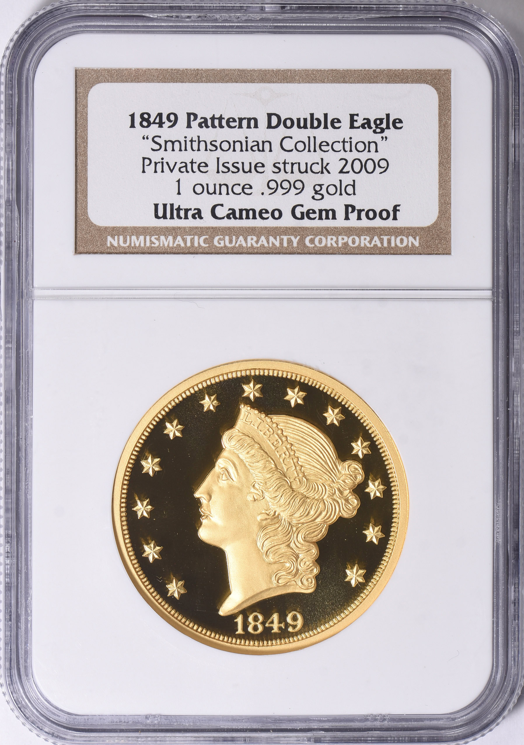 Pattern 1849 (Struck 2009) Gold Double Eagle Smithsonian Collection NGC ...