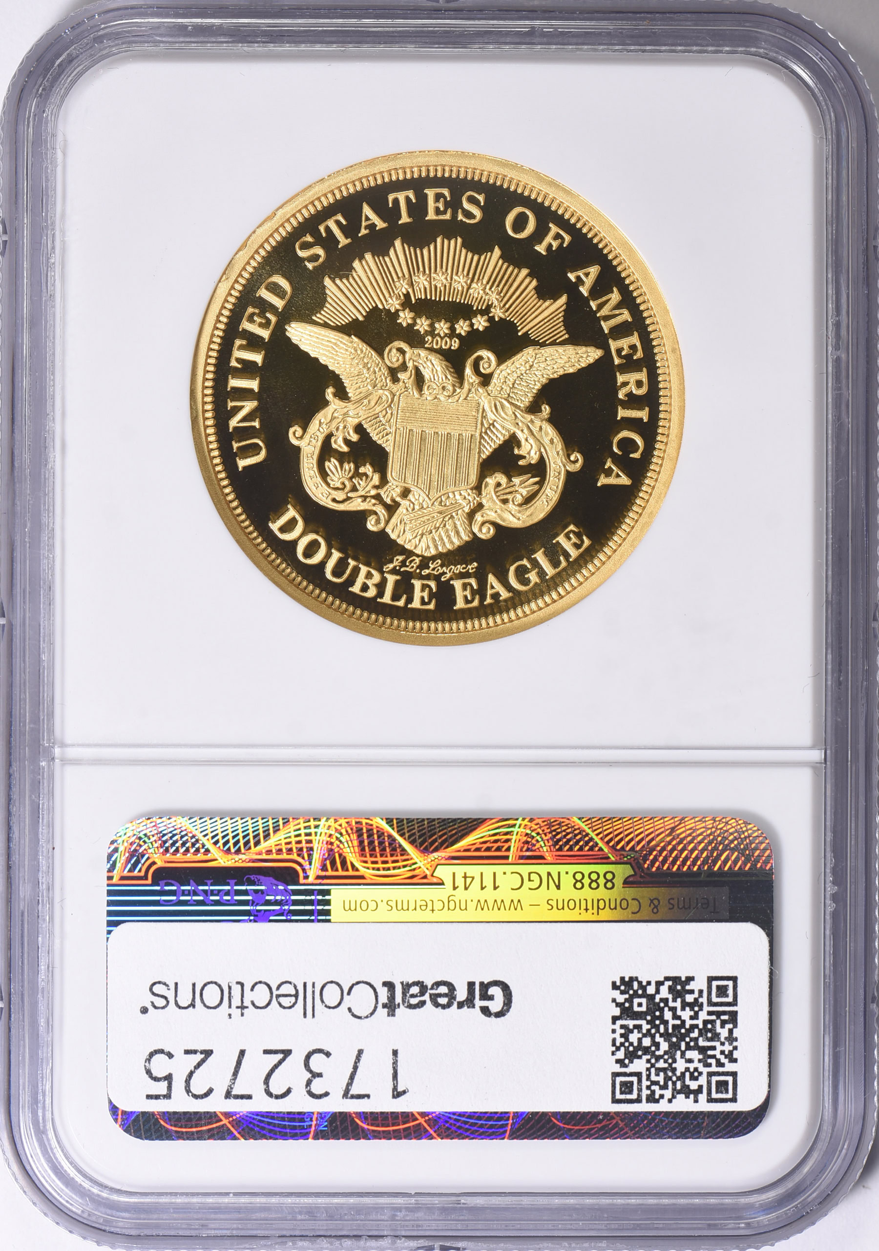 Pattern 1849 (Struck 2009) Gold Double Eagle Smithsonian Collection NGC ...
