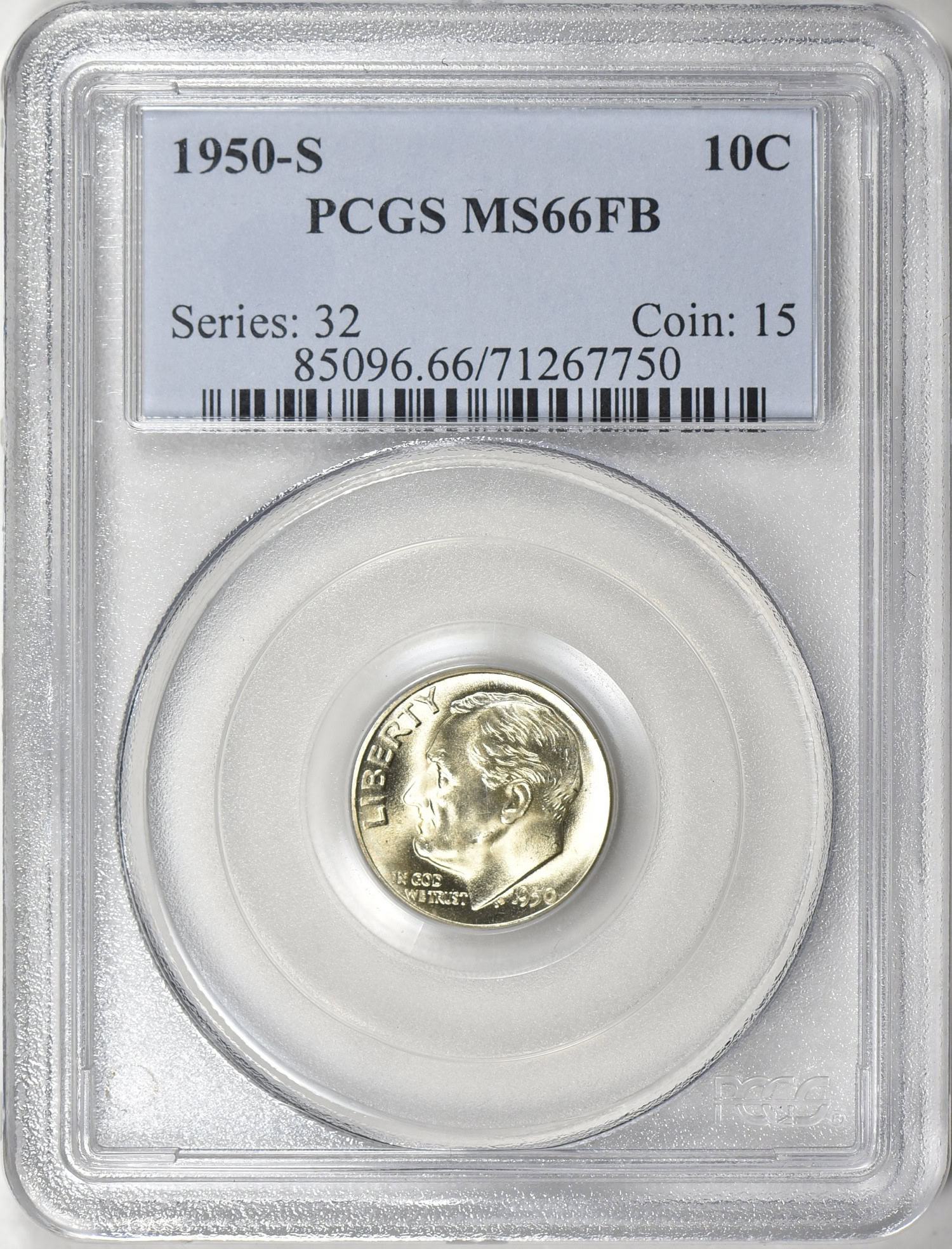 1950-S Roosevelt Dime PCGS MS-66 FB (Item 1732766) | GreatCollections ...