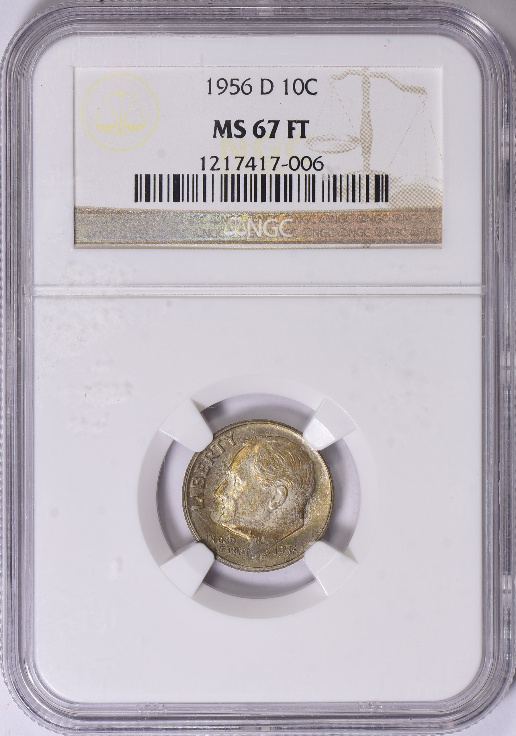 1956-D Roosevelt Dime NGC MS-67 FT (Toned) (Item 1732770 ...