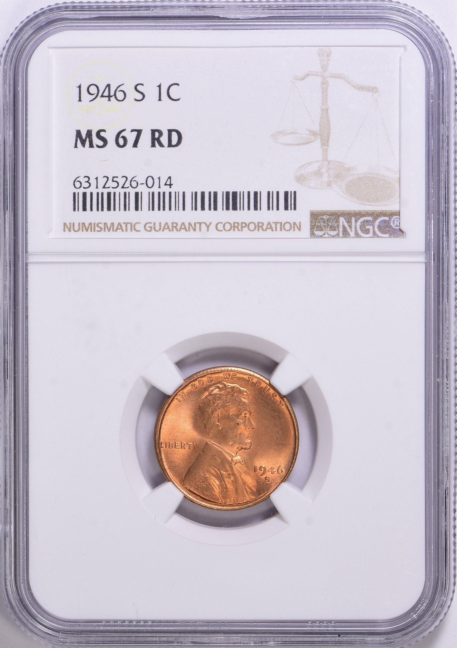 1946-S Lincoln Cent NGC MS-67 RD (Item 1732775) | GreatCollections Coin Auctions