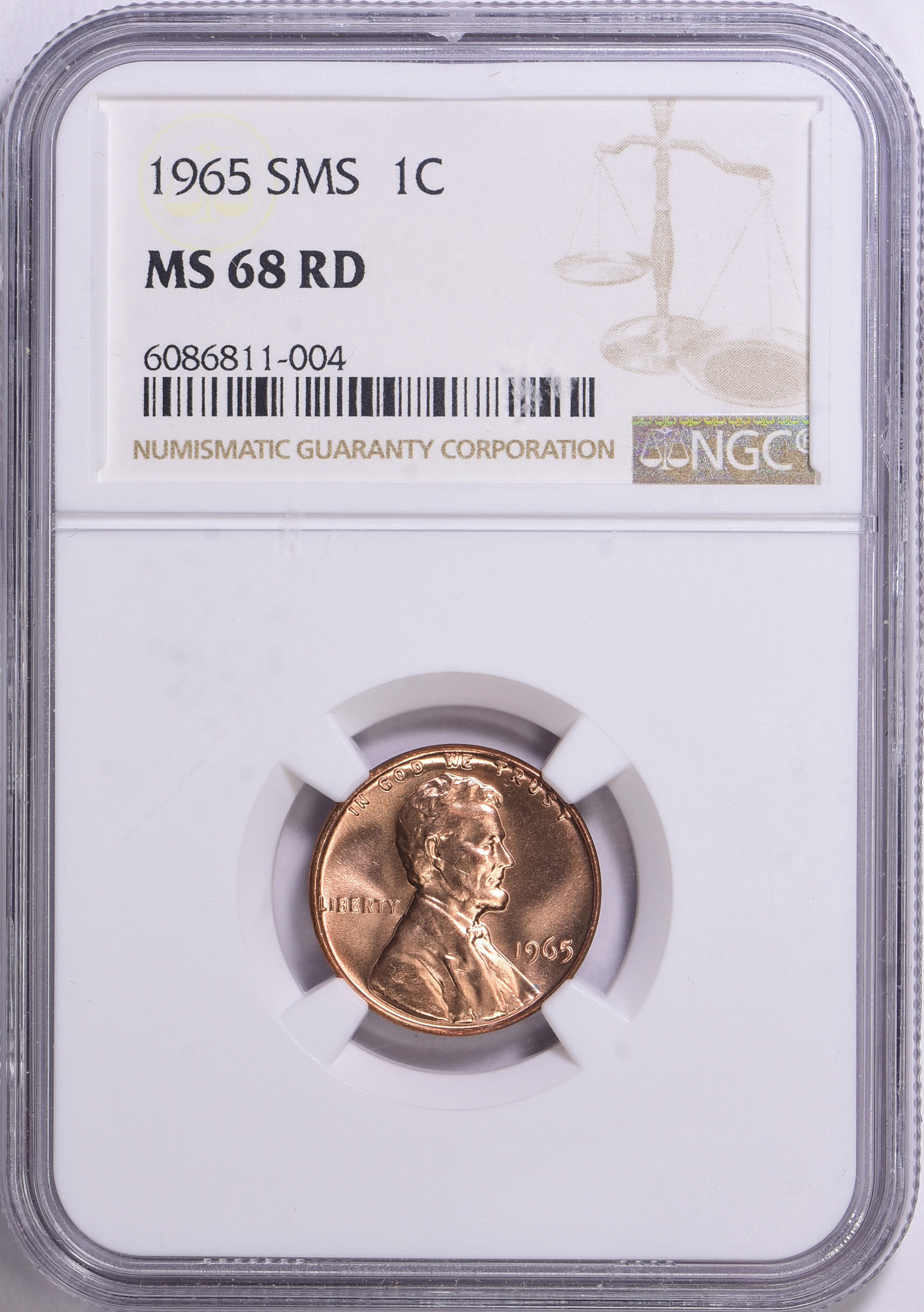 1965 Lincoln Cent SMS NGC MS-68 RD (Item 1732845) | GreatCollections ...
