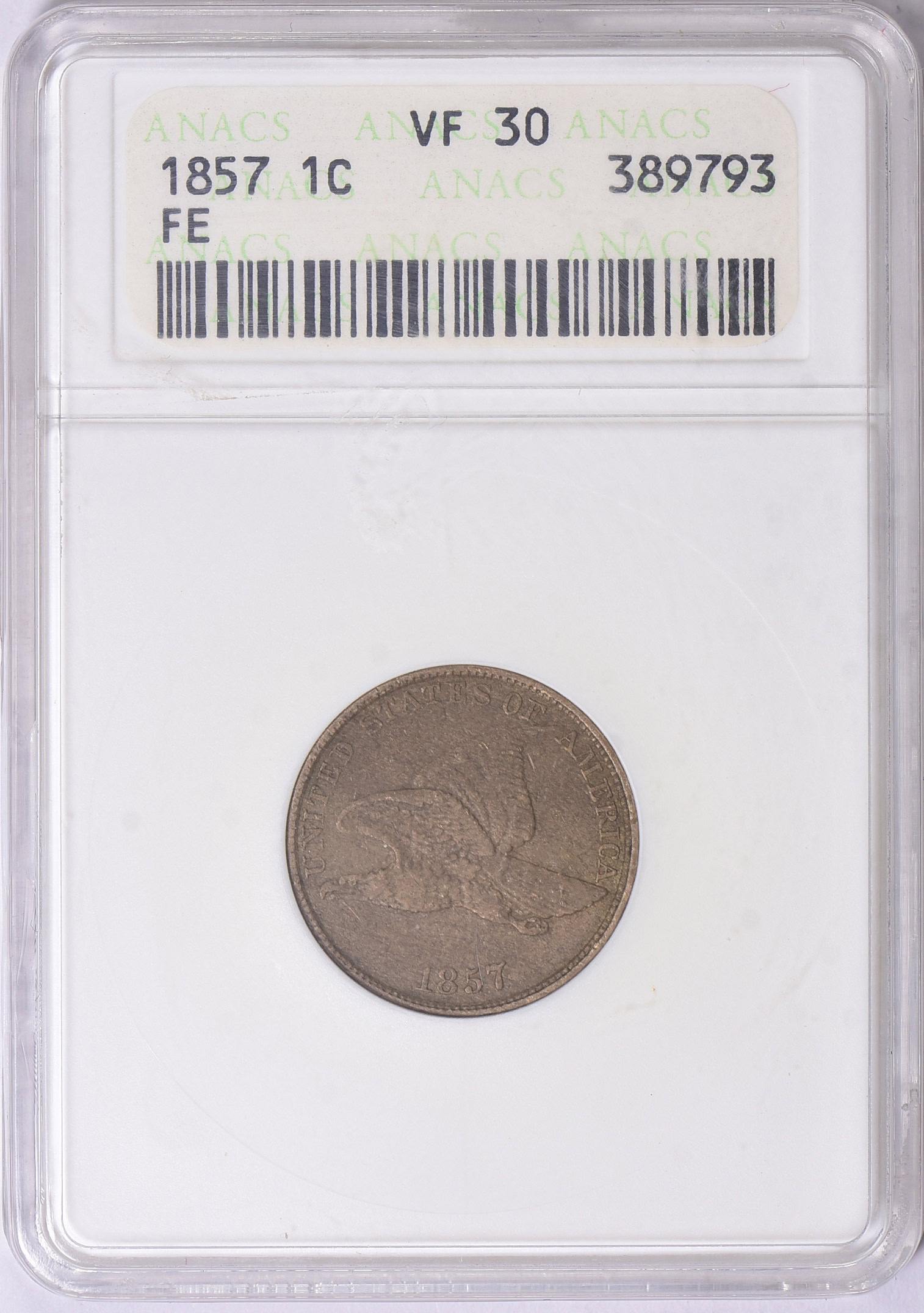 1857 Flying Eagle Cent ANACS VF-30 OH (Item 1732851) | GreatCollections Coin Auctions