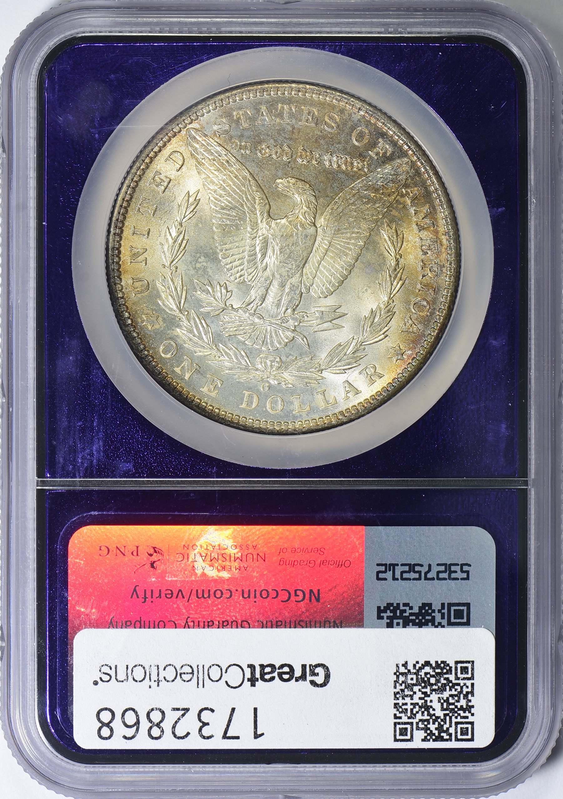 1903-O Morgan Silver Dollar NGC MS-63 (Purple Bee Frame Holder) (Toned) (Item 1732868 ...
