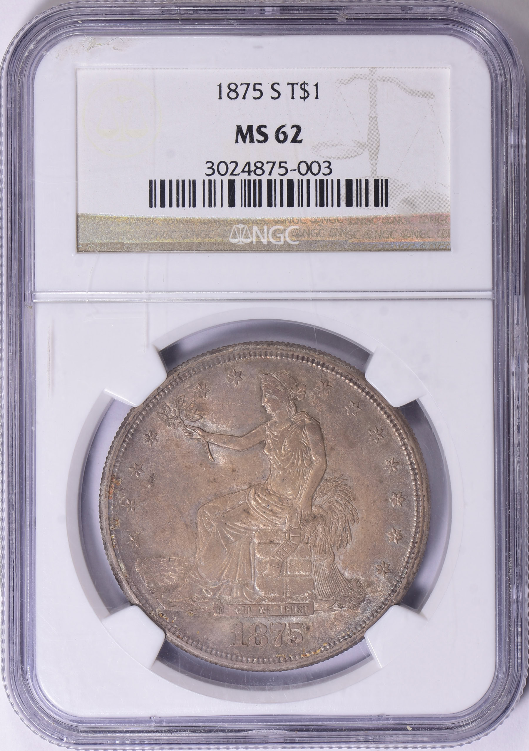 1875-S Trade Silver Dollar NGC MS-62 (Item 1732881) | GreatCollections ...