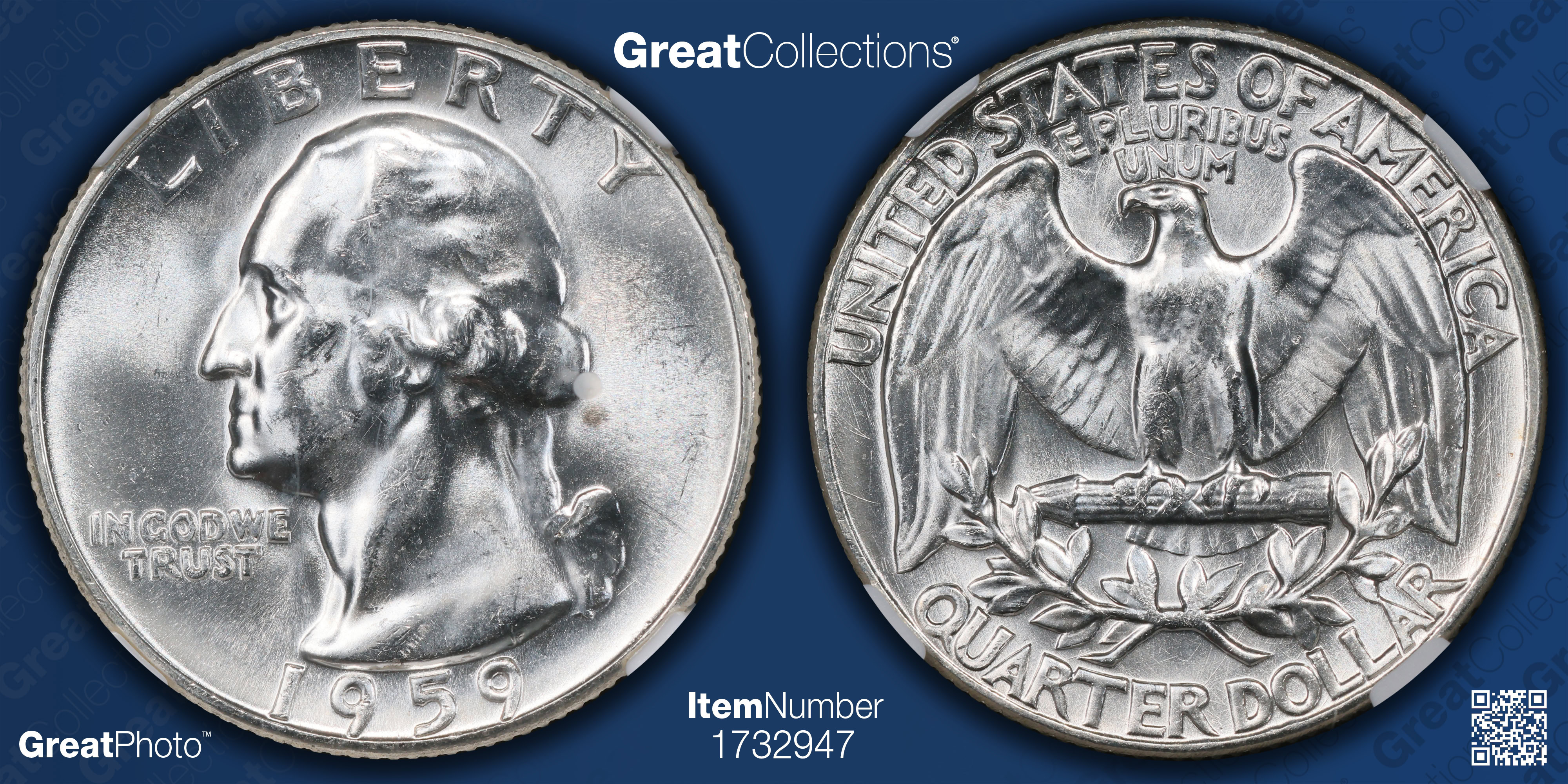 1959 Washington Quarter Type B Reverse NGC MS-66 (Item 1732947 ...