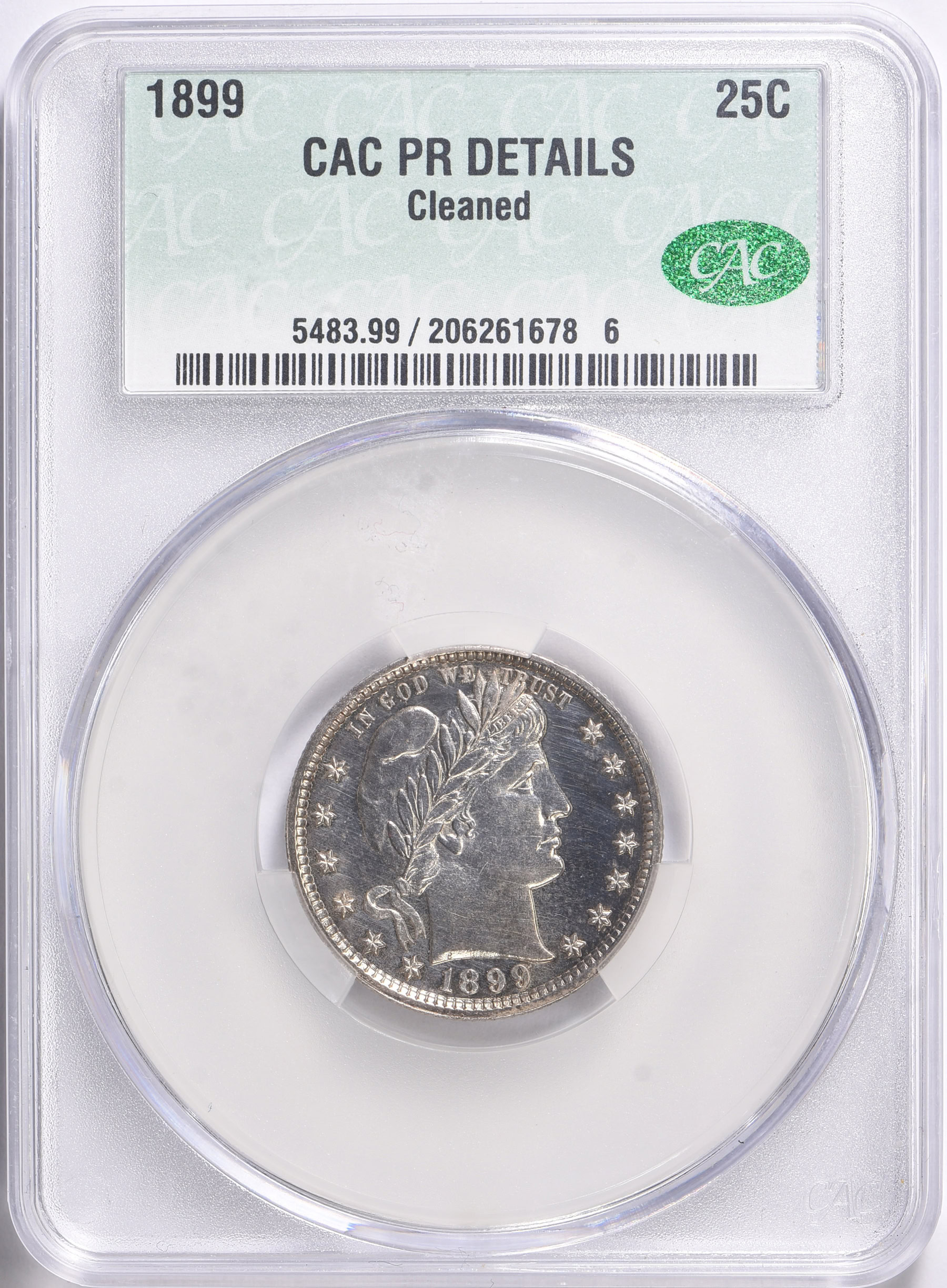 1899 Barber Quarter CACG Proof Details (Item 1732962 ...