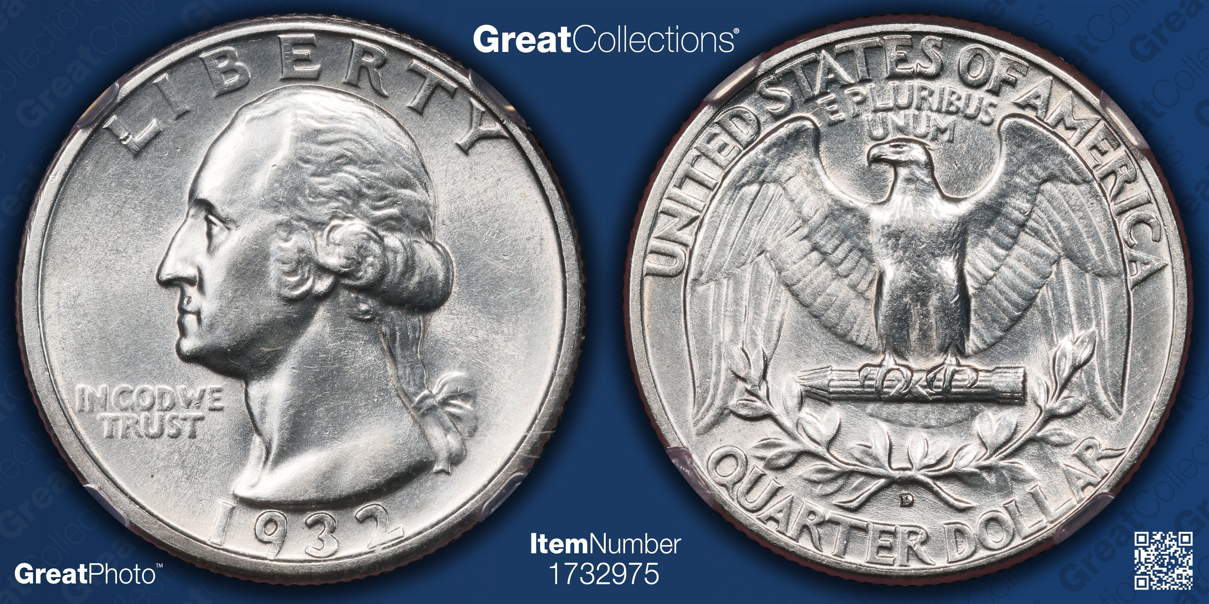 1932-D Washington Quarter NGCX About Unc 8.8 (NGC AU-58) (VaultBox ...