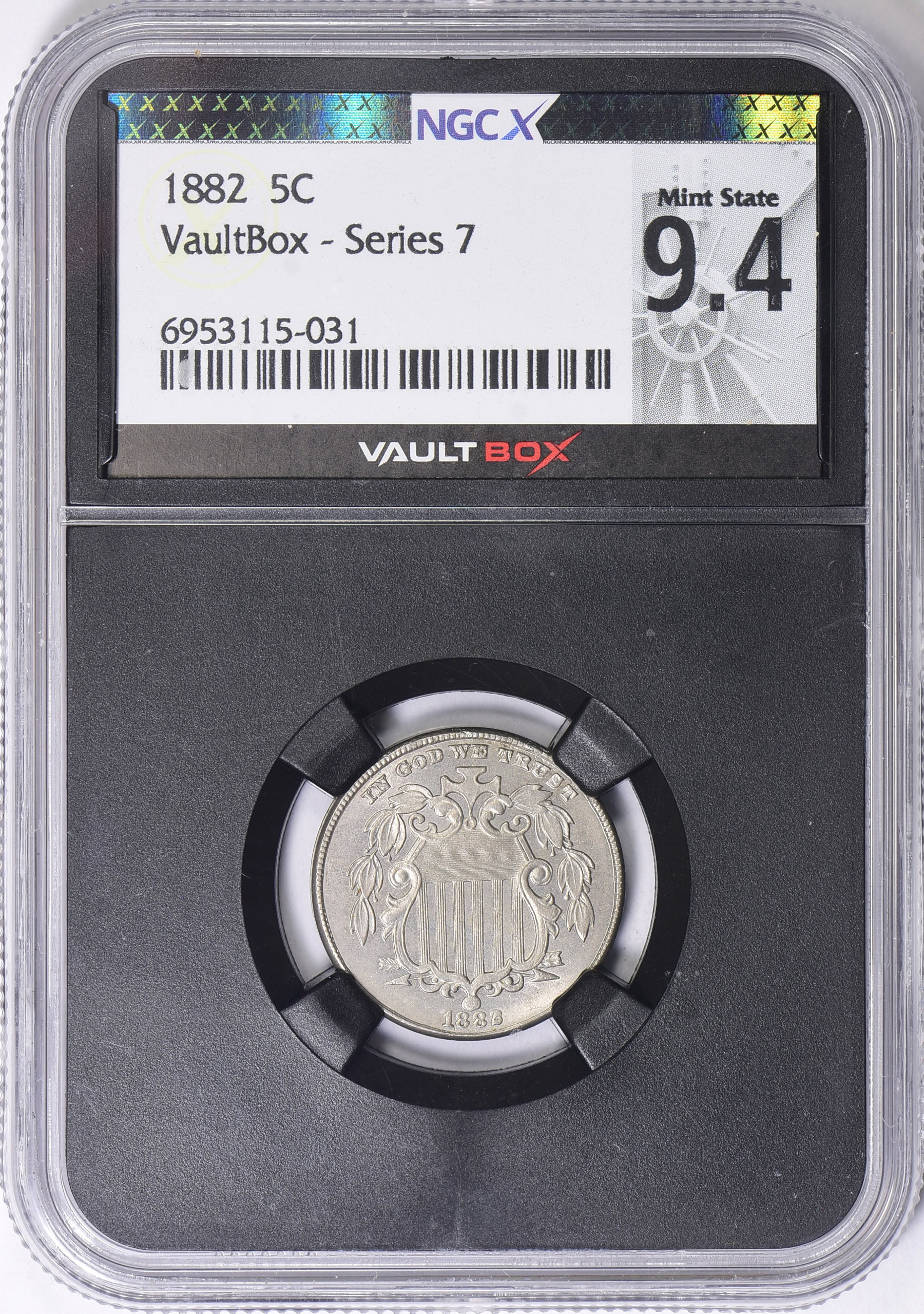 1882 Shield Nickel NGCX Mint State 9.4 (NGC MS-64) (VaultBox Series 7) (Item 1732995 ...