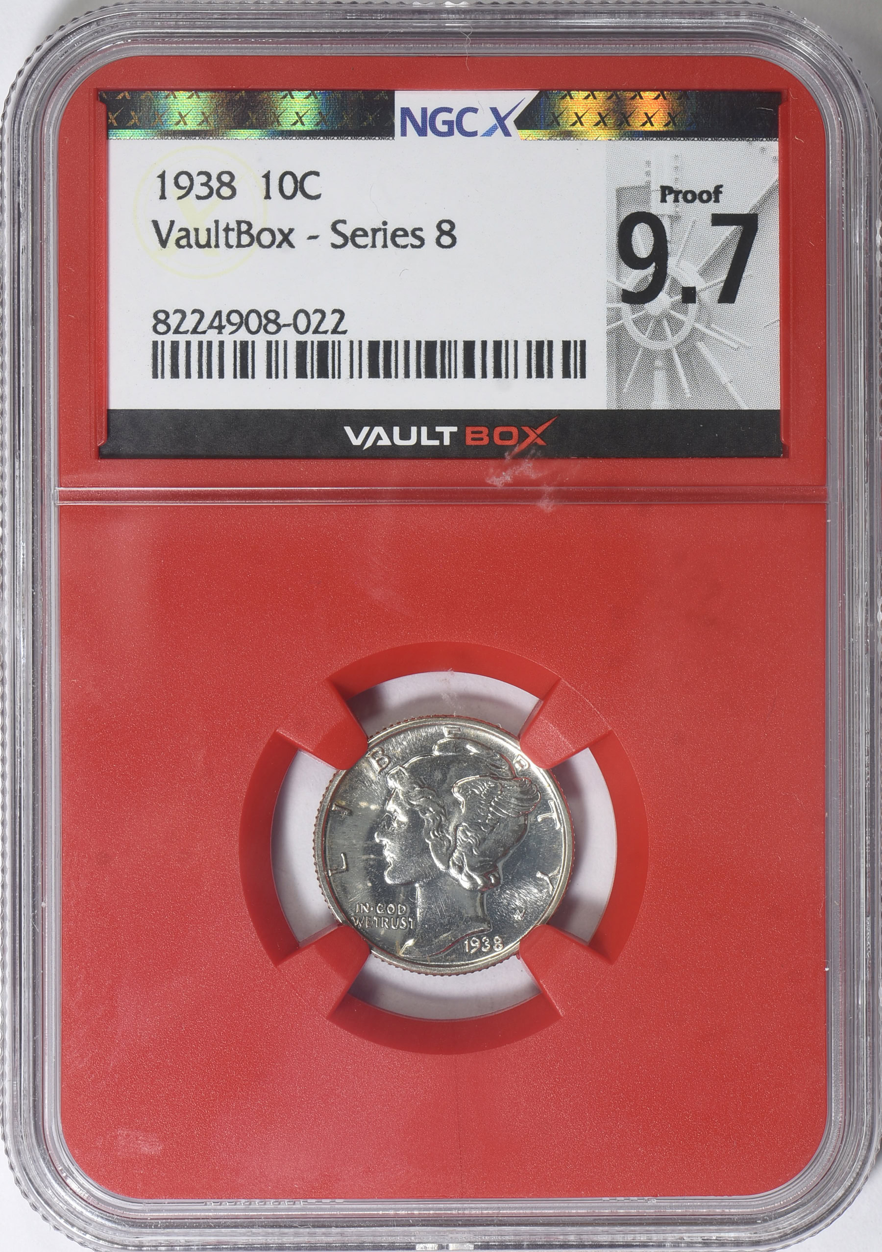 1938 Mercury Dime NGCX Proof 9.7 (NGC Proof-67) (VaultBox Series 8 Red Holder) (Item 1733004 ...