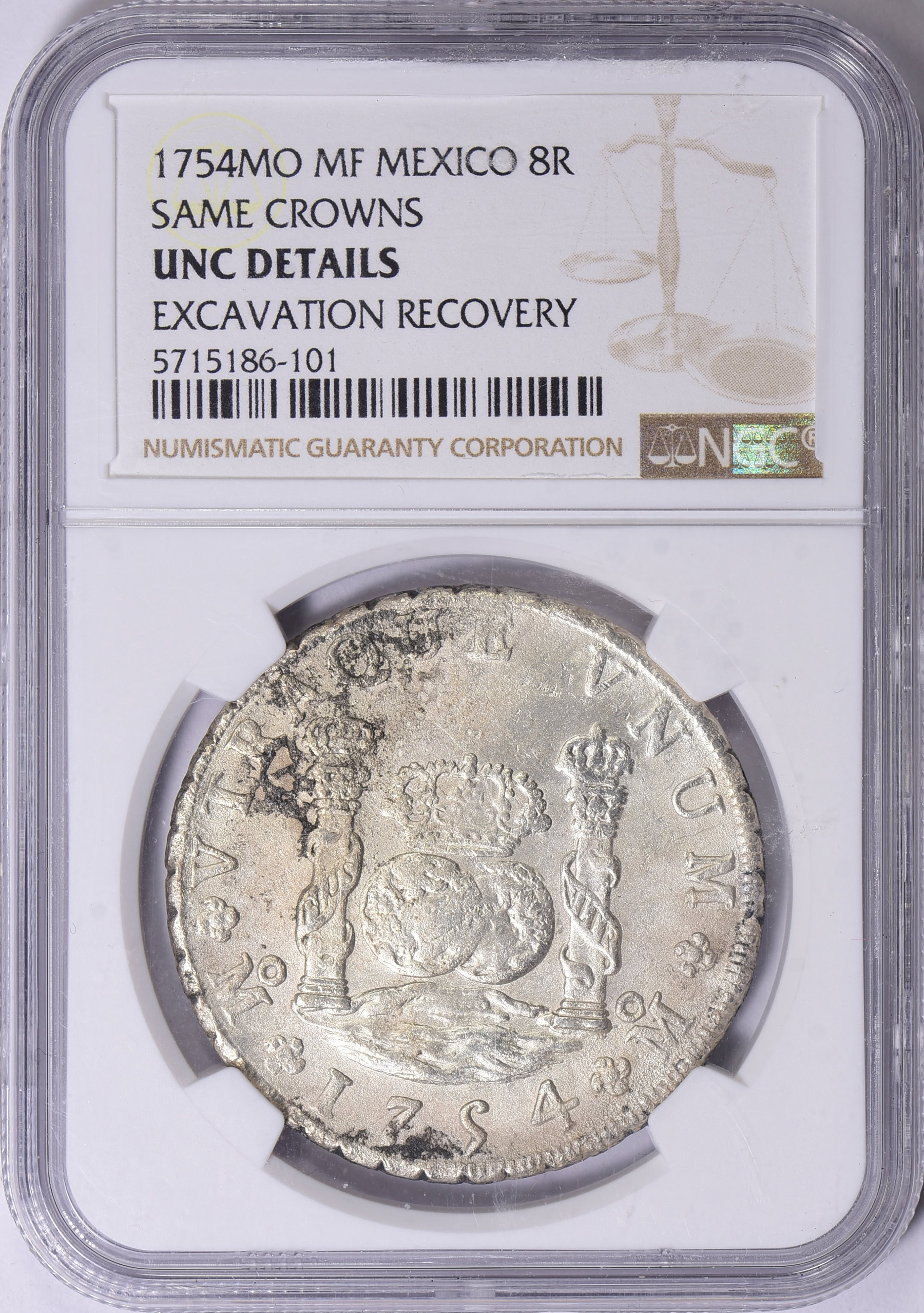 Mexico 1754-Mo MF Silver 8 Reales Same Crowns KM-104.1 NGC Unc Details (Item 1733011 ...
