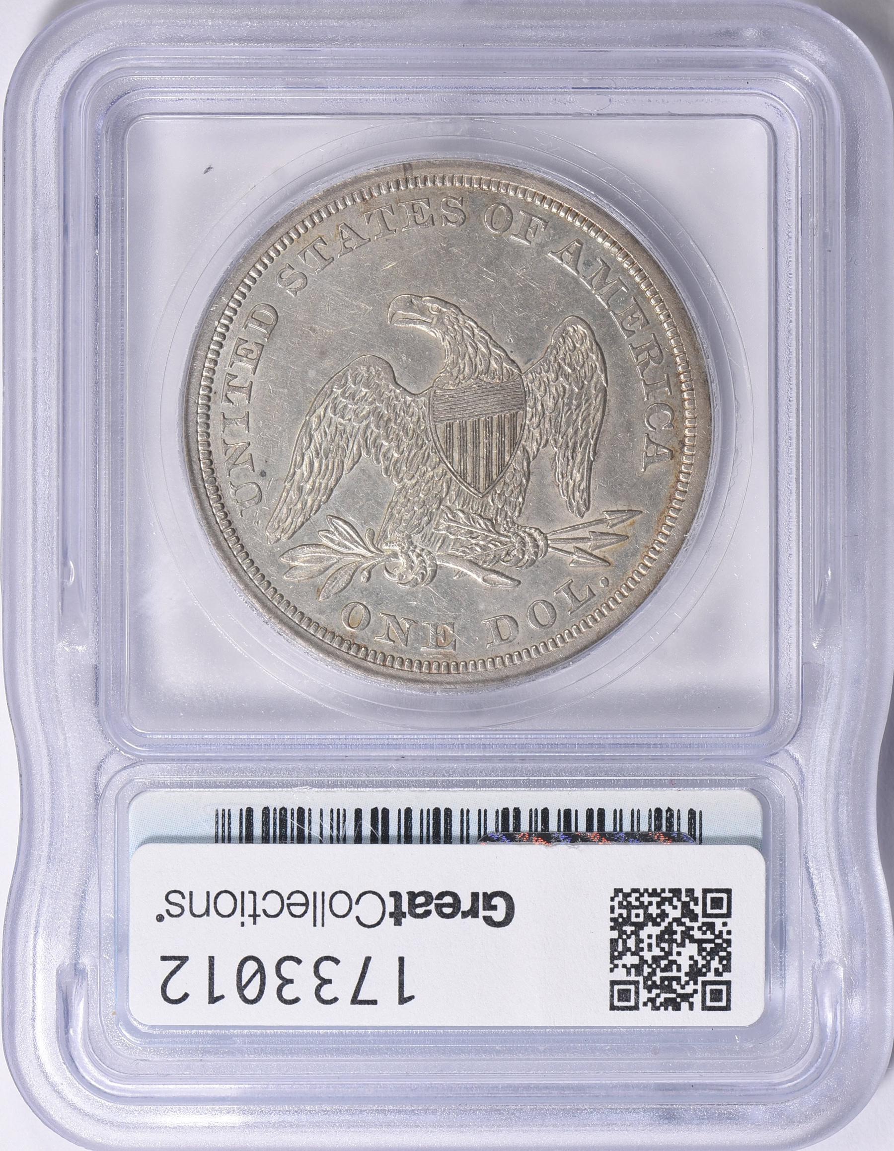 1863 Seated Liberty Silver Dollar ICG AU-55 (Item 1733012) | GreatCollections Coin Auctions