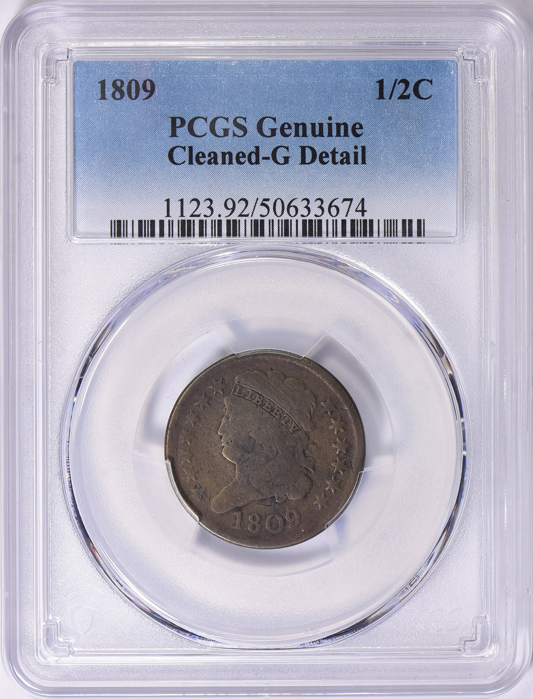 1809 Classic Half Cent PCGS Genuine Good Details (Item 1733157) | GreatCollections Coin Auctions