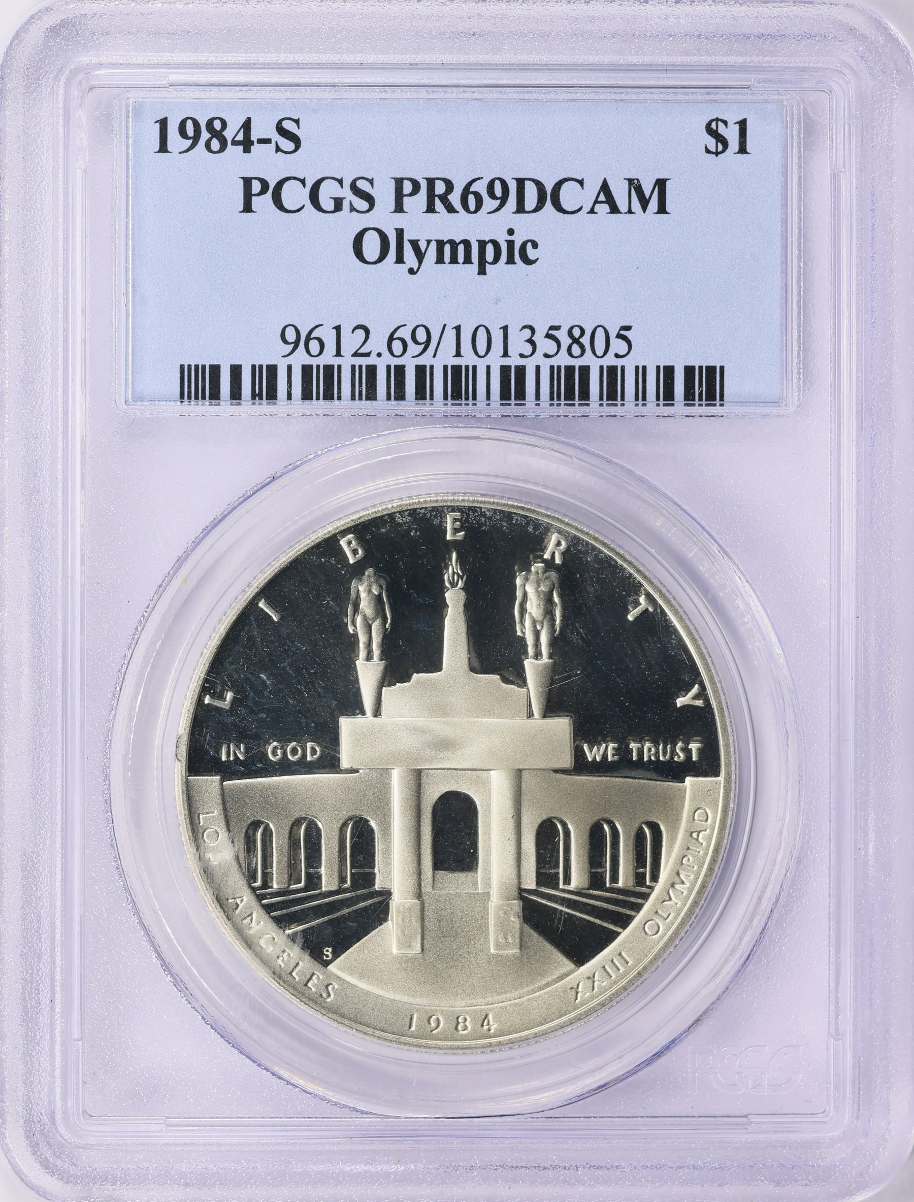 1984-S Los Angeles XXIII Olympiad Coliseum Silver Dollar PCGS Proof-69 ...