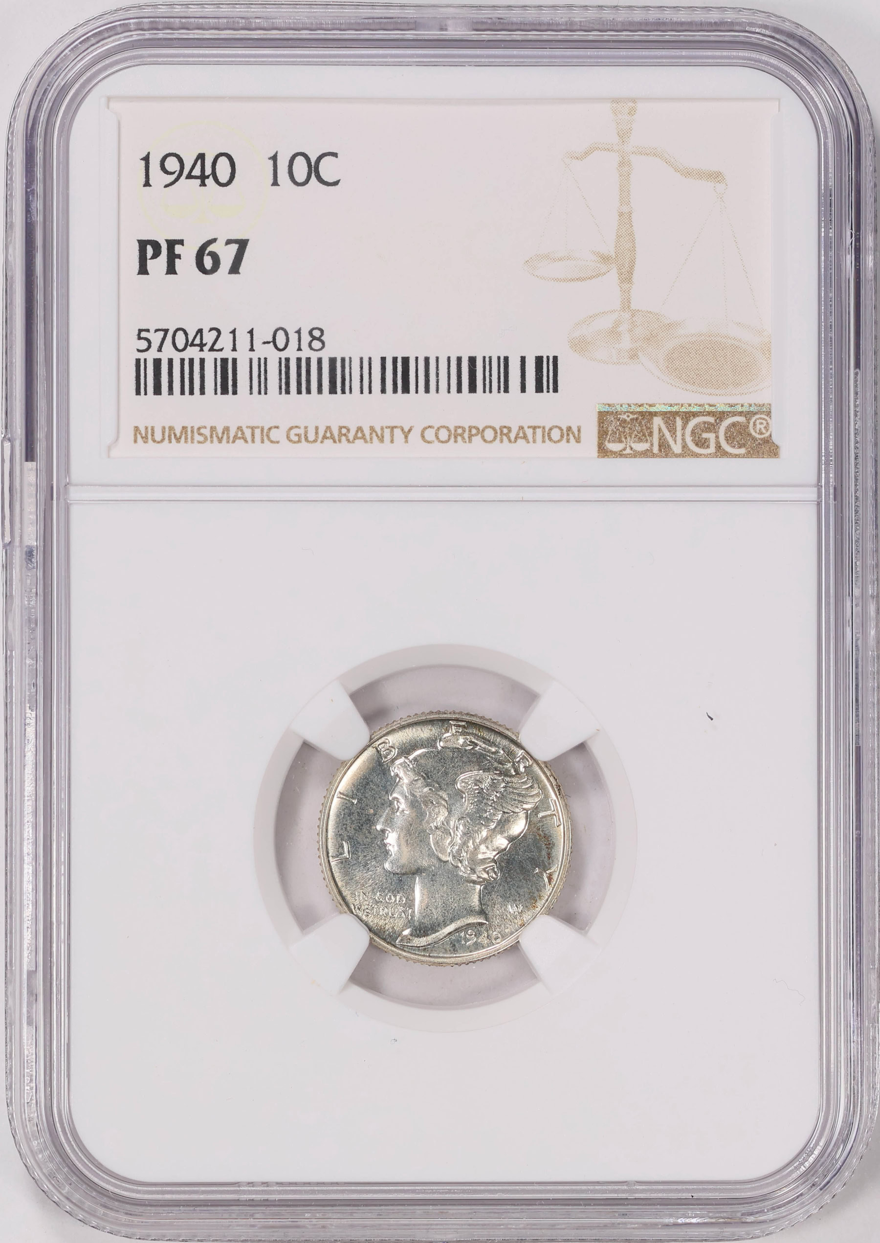 1940 Mercury Dime NGC Proof-67 (Item 1733217) | GreatCollections Coin Auctions