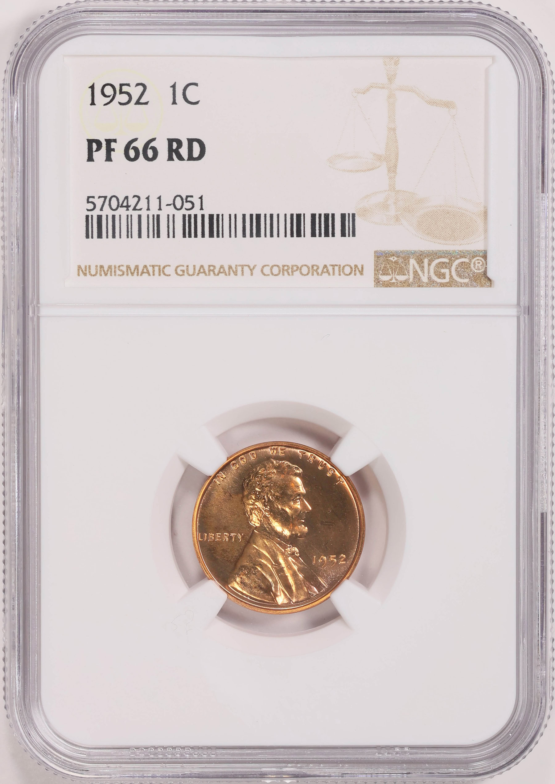 1952 Lincoln Cent NGC Proof-66 RD (Item 1733236) | GreatCollections Coin Auctions