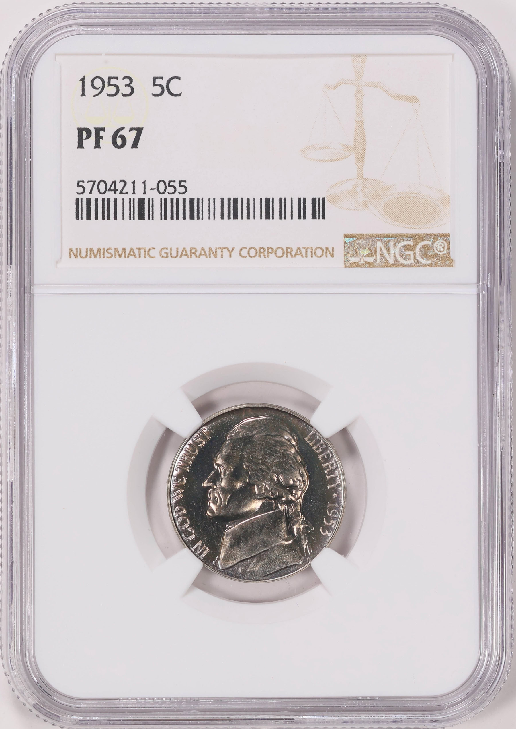 1953 Jefferson Nickel NGC Proof-67 (Item 1733240) | GreatCollections Coin Auctions