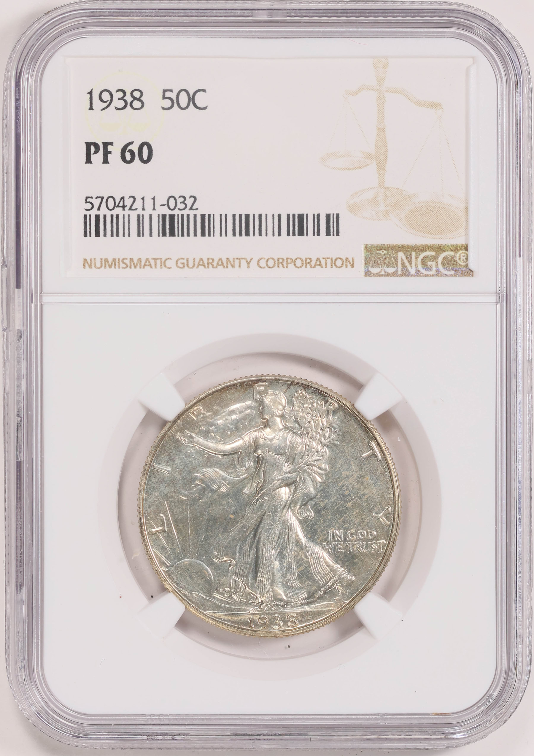 1938 Walking Liberty Half Dollar NGC Proof-60 (Toned) (Item 1733253) | GreatCollections Coin ...