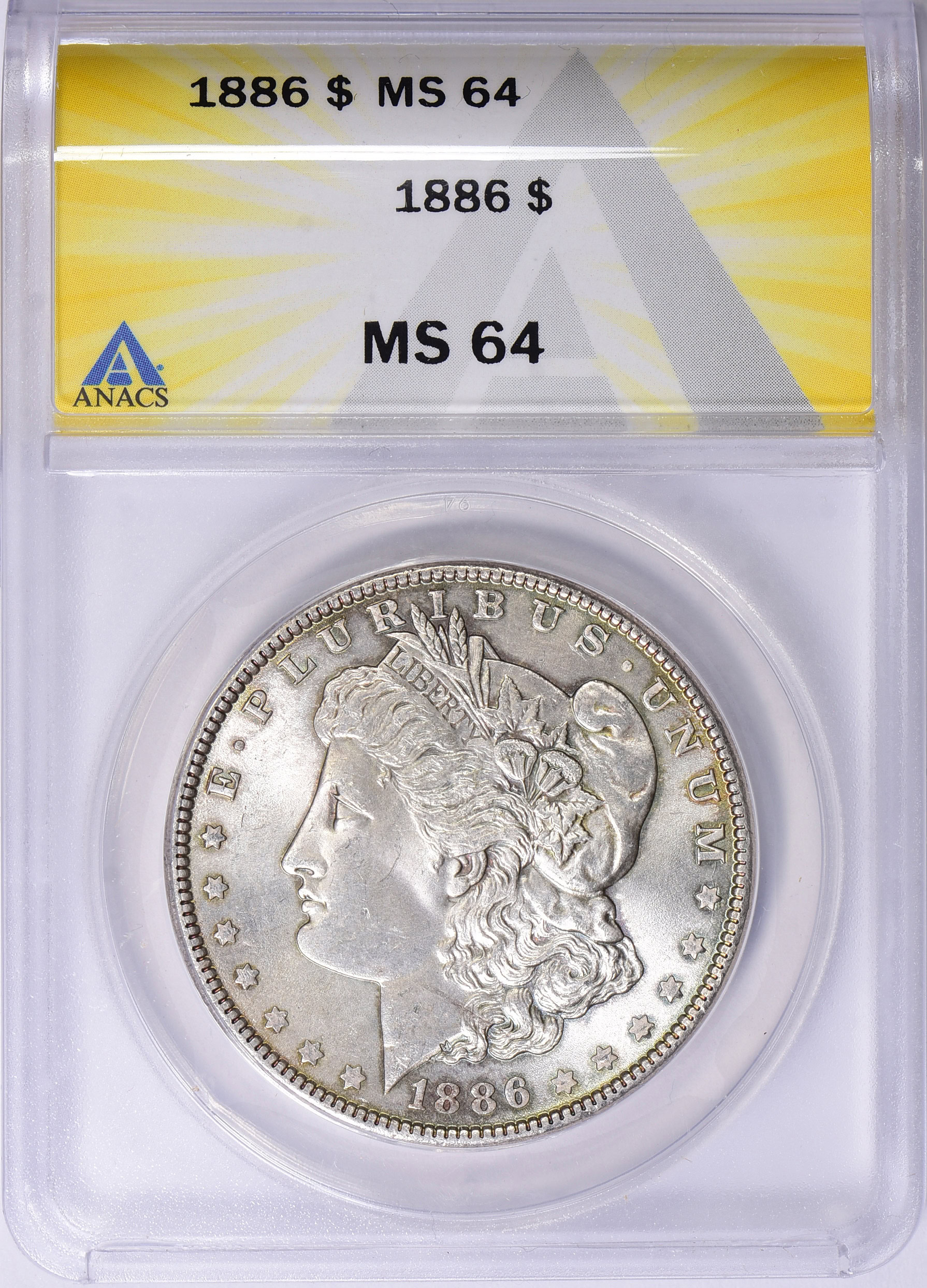 1886 Morgan Silver Dollar ANACS MS-64 (Toned) (Item 1733531) | GreatCollections Coin Auctions