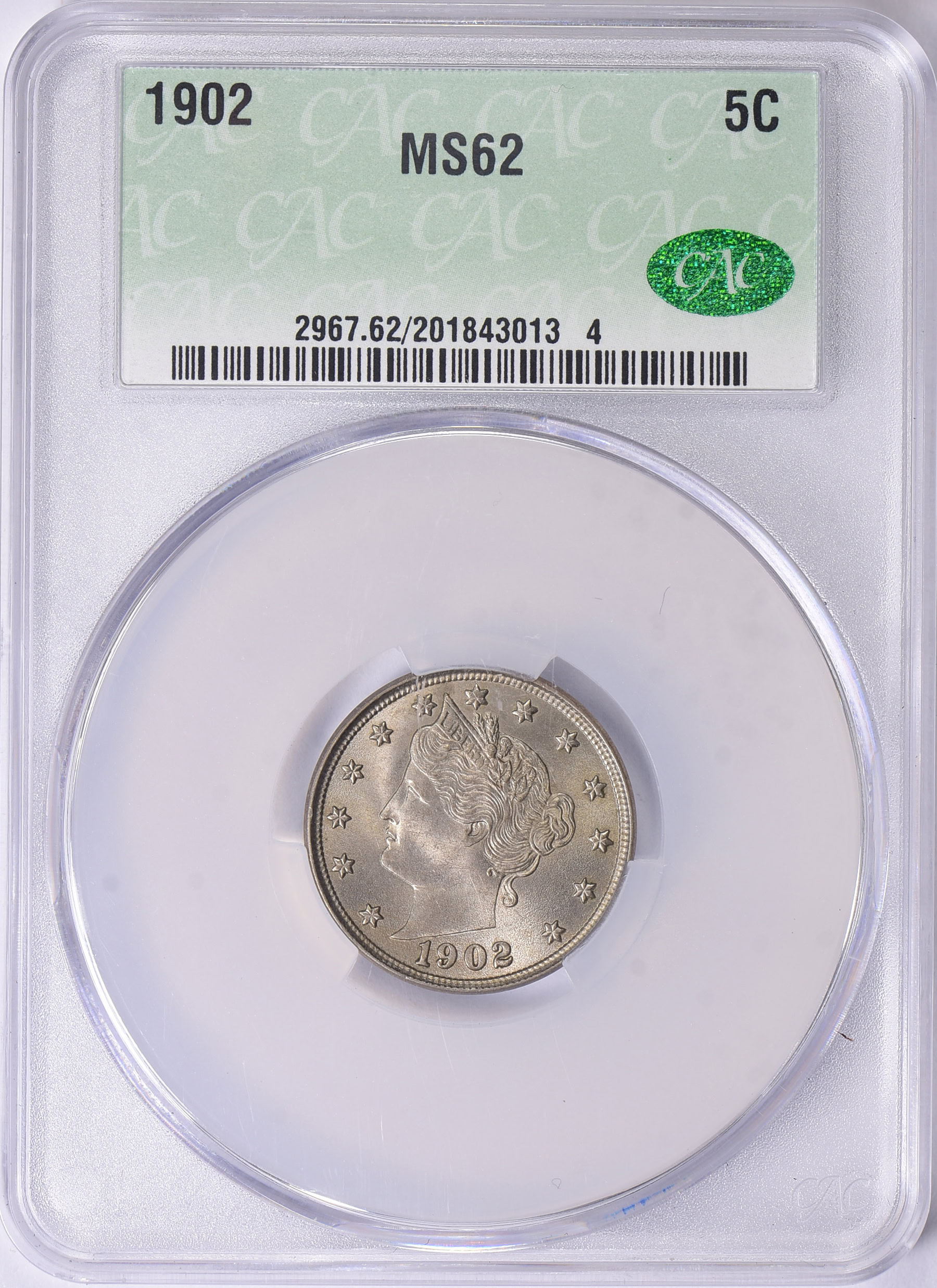 1902 Liberty Nickel CACG MS-62 (Item 1733590) | GreatCollections Coin ...