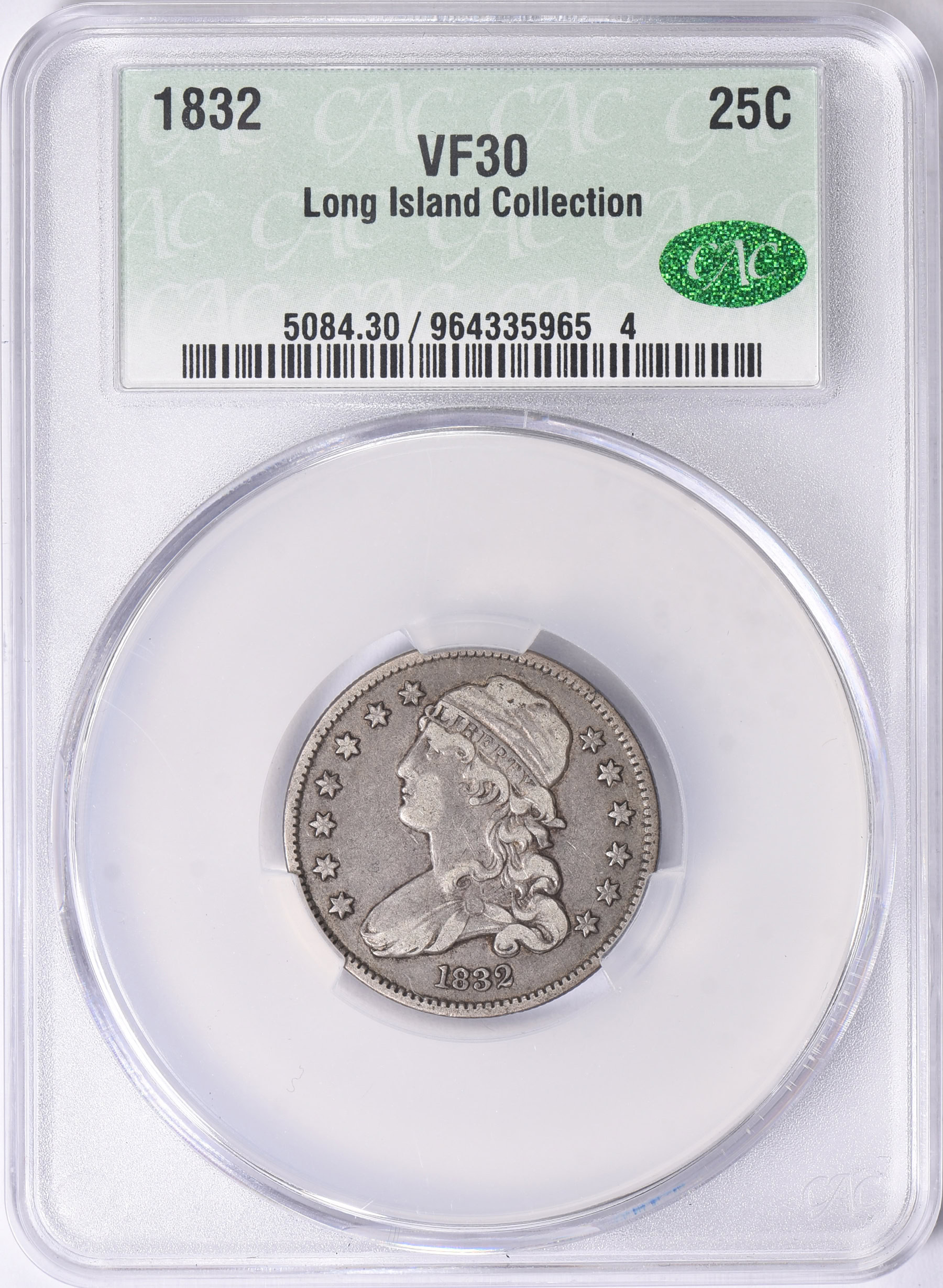 1832 Capped Bust Quarter CACG VF-30 (Long Island Collection) (Item ...