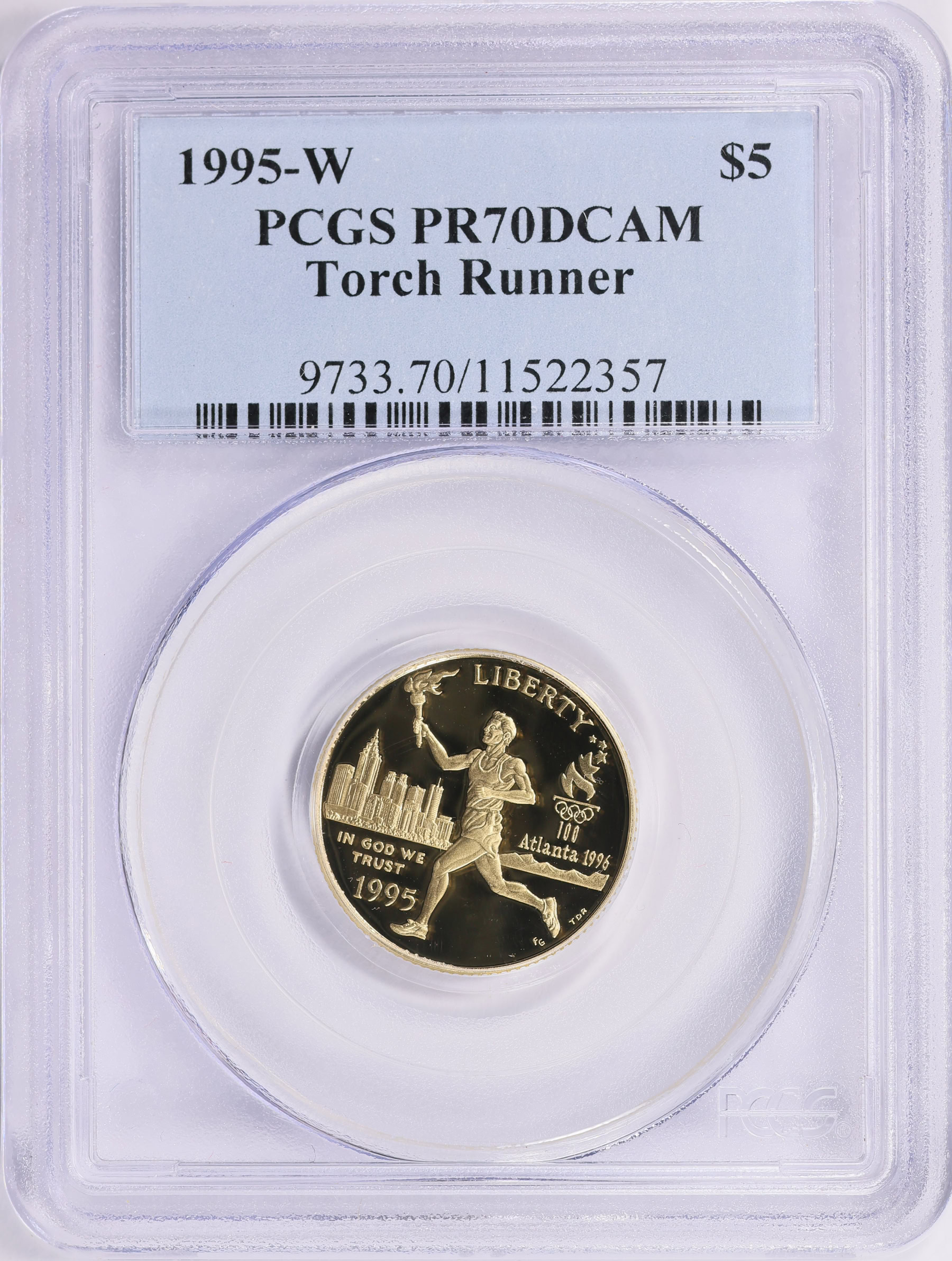 1995-W XXVI Olympiad Torch Runner Gold $5 PCGS Proof-70 DCAM (Item ...