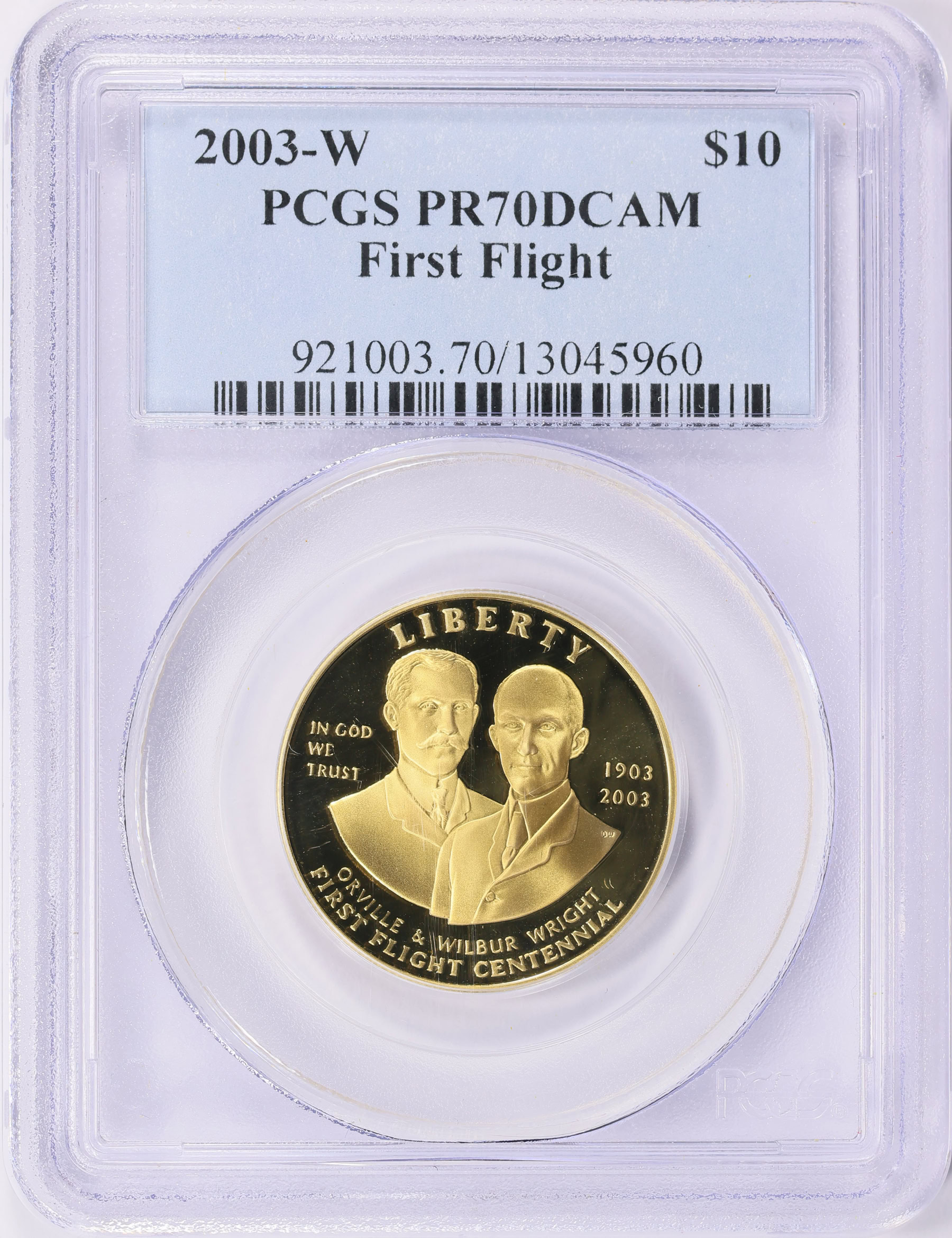 2003-W First Flight Centennial Gold $10 PCGS Proof-70 DCAM | PCGS Cert ...