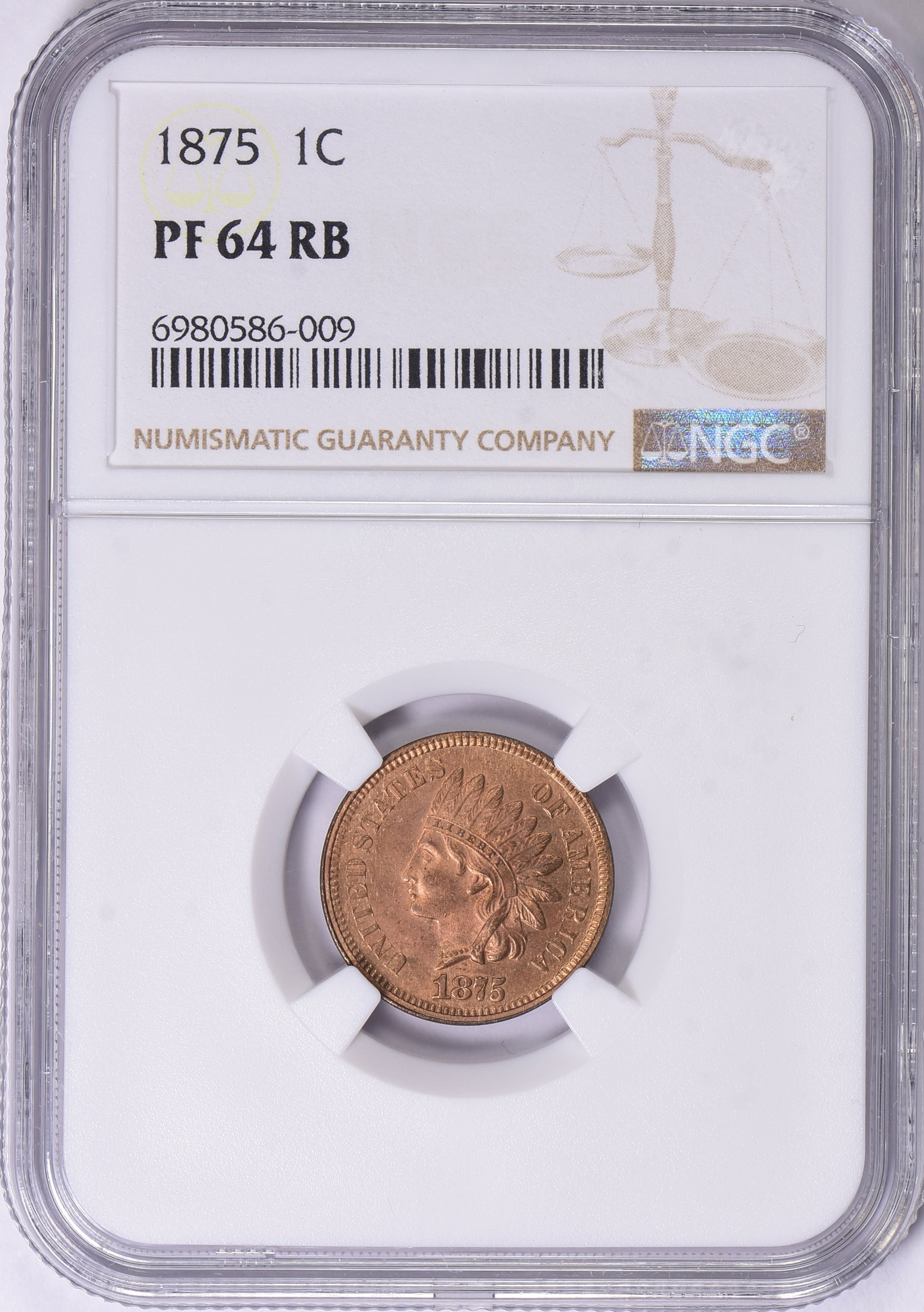 1875 Indian Cent NGC Proof-64 RB (Item 1733699) | GreatCollections Coin ...