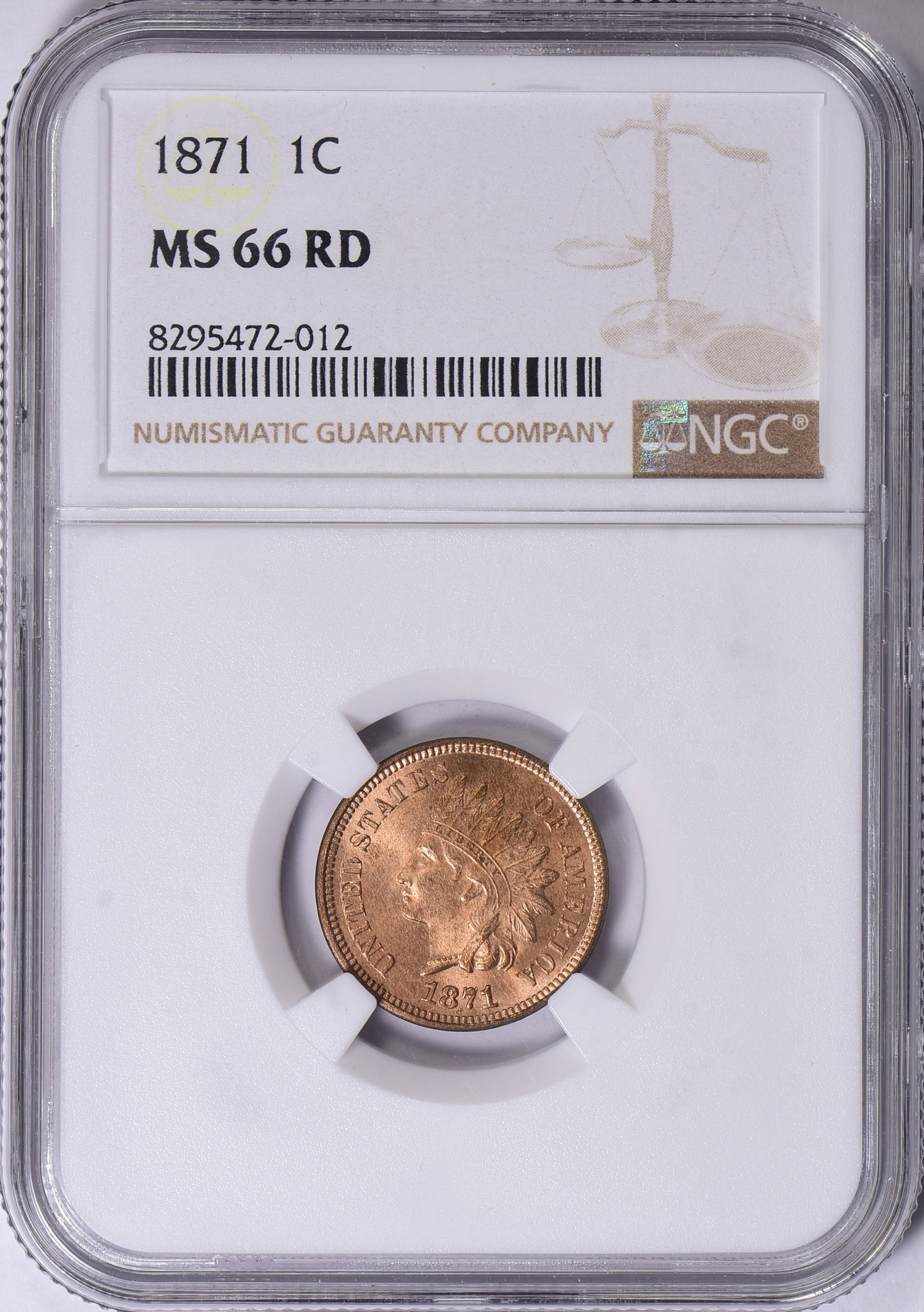 1871 Indian Cent NGC MS-66 RD (Item 1733717) | GreatCollections Coin Auctions