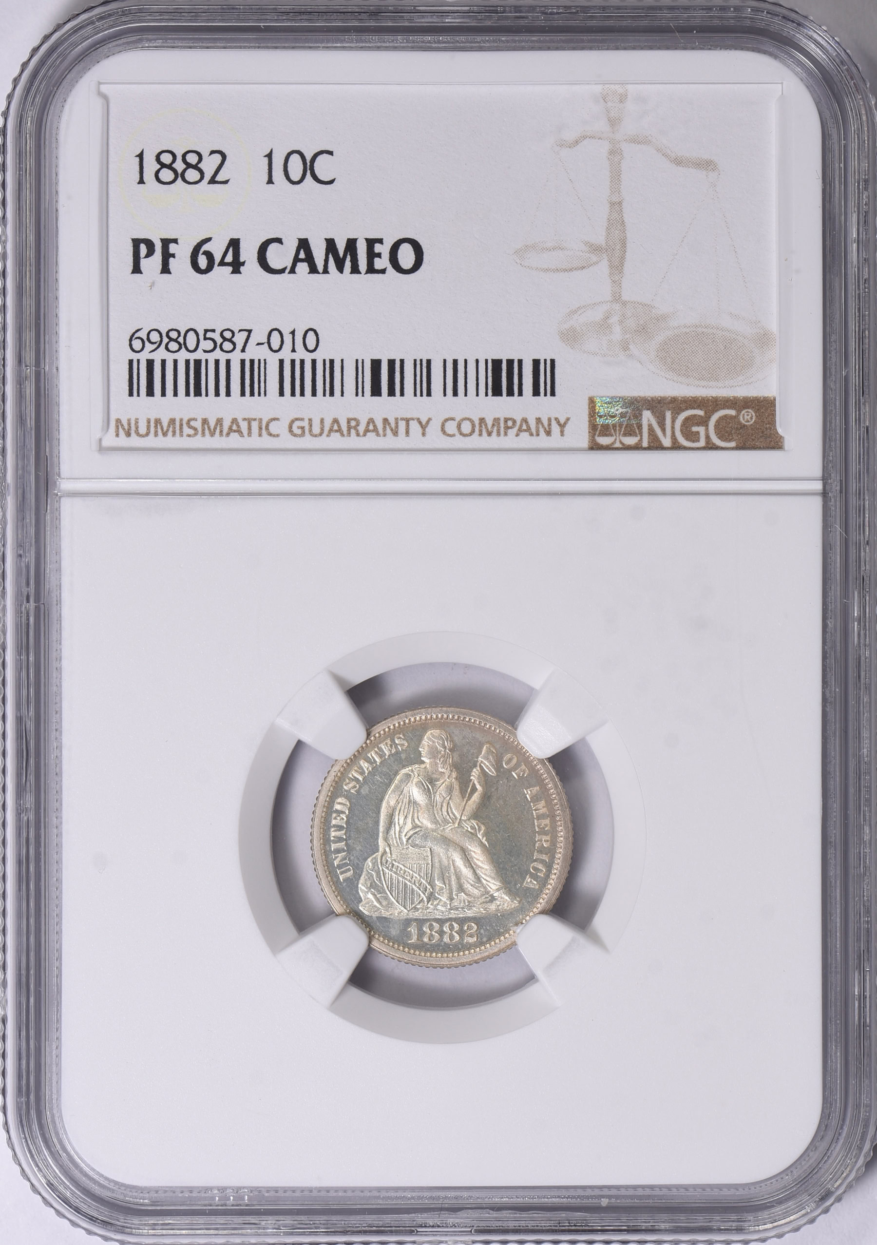 1882 Seated Liberty Dime NGC Proof-64 CAMEO (Item 1733720) | GreatCollections Coin Auctions