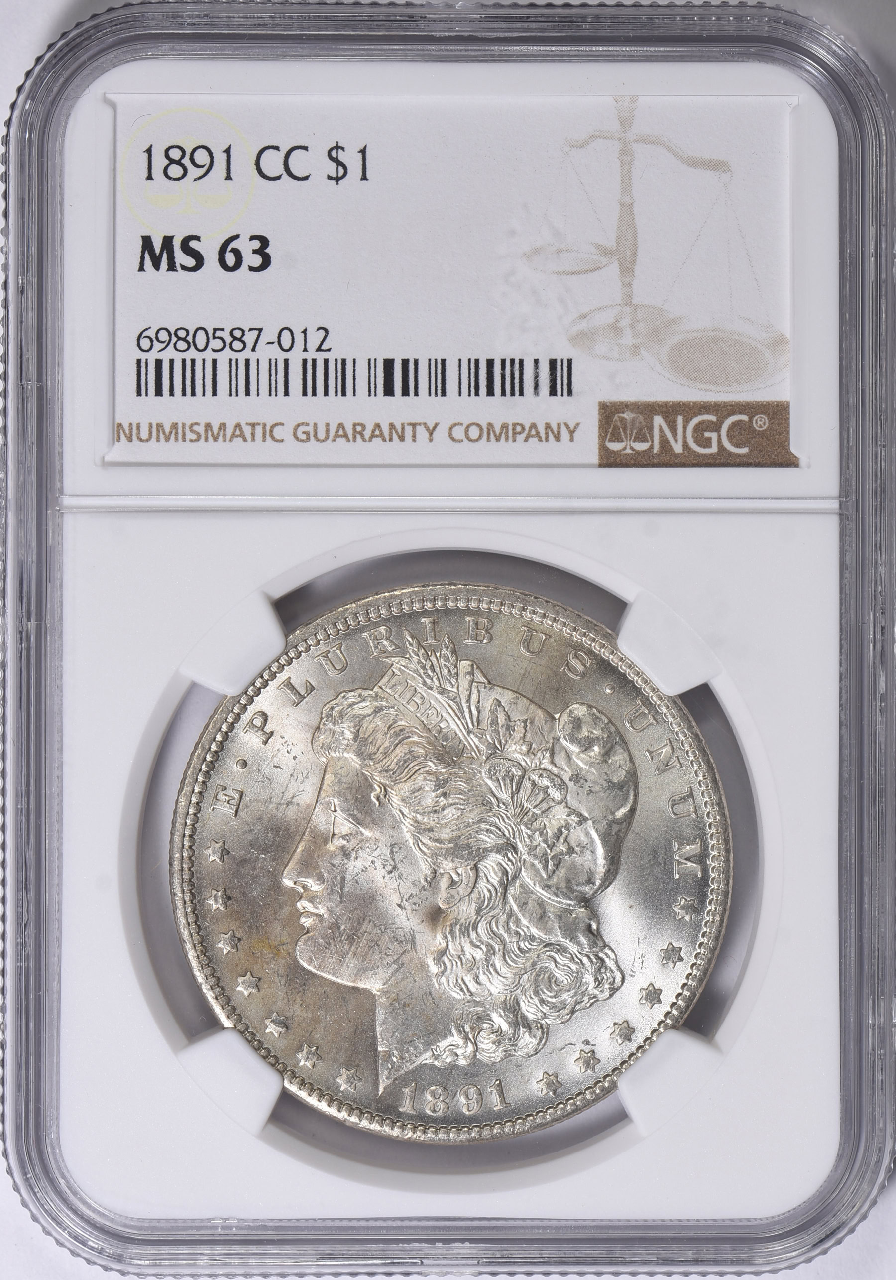 1891-CC Morgan Silver Dollar NGC MS-63 (Item 1733771) | GreatCollections Coin Auctions
