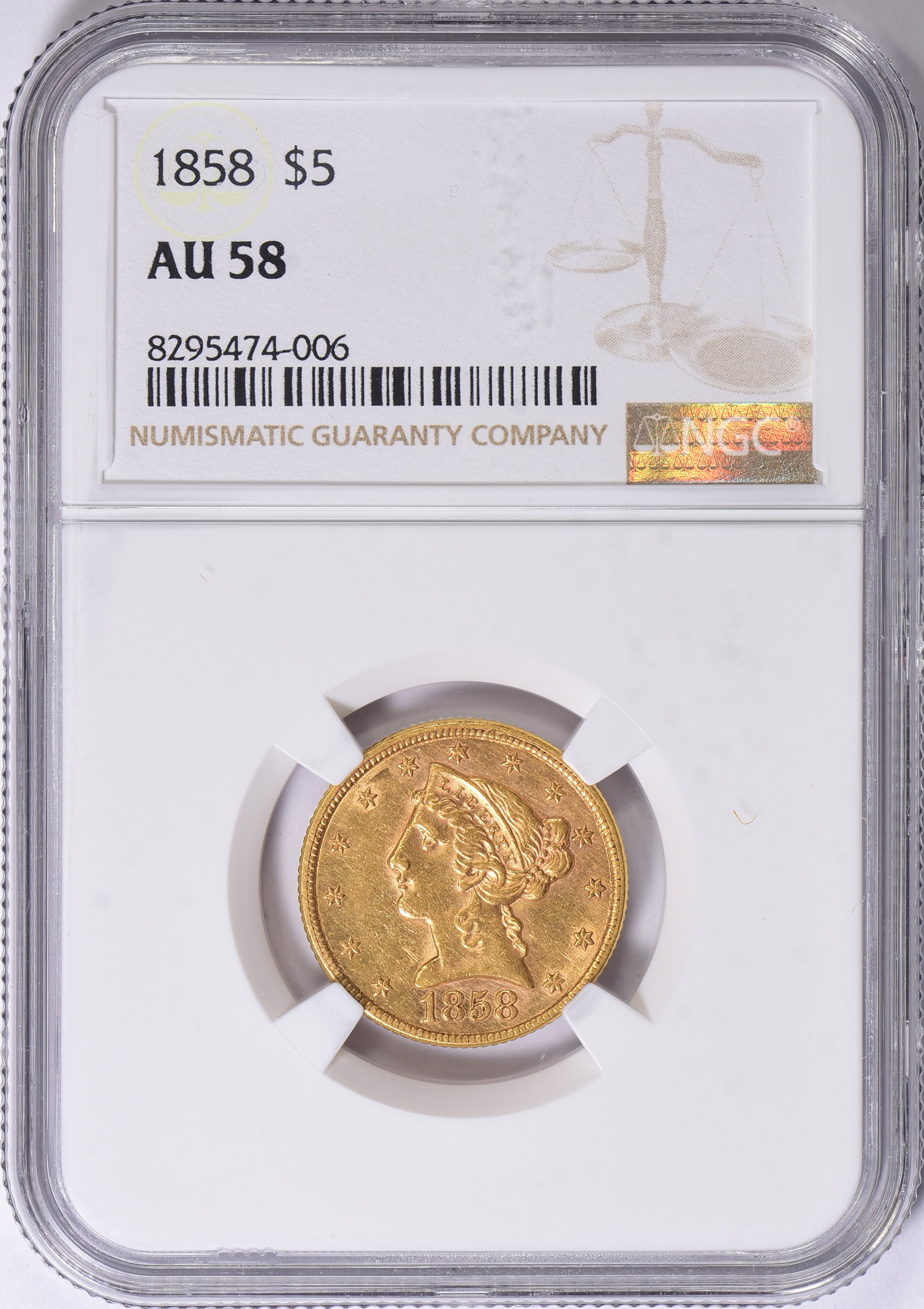 1858 Liberty Gold Half Eagle NGC AU-58 (Item 1733773 ...