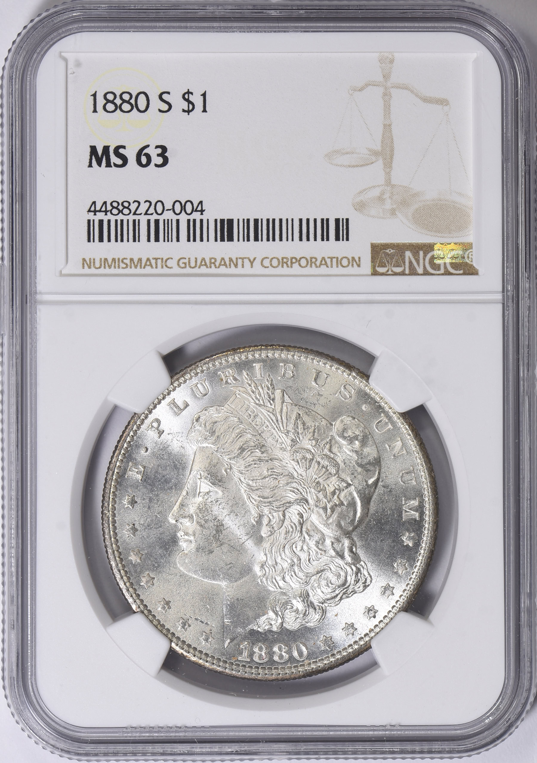 1880-S Morgan Silver Dollar NGC MS-63 (Item 1733826) | GreatCollections Coin Auctions