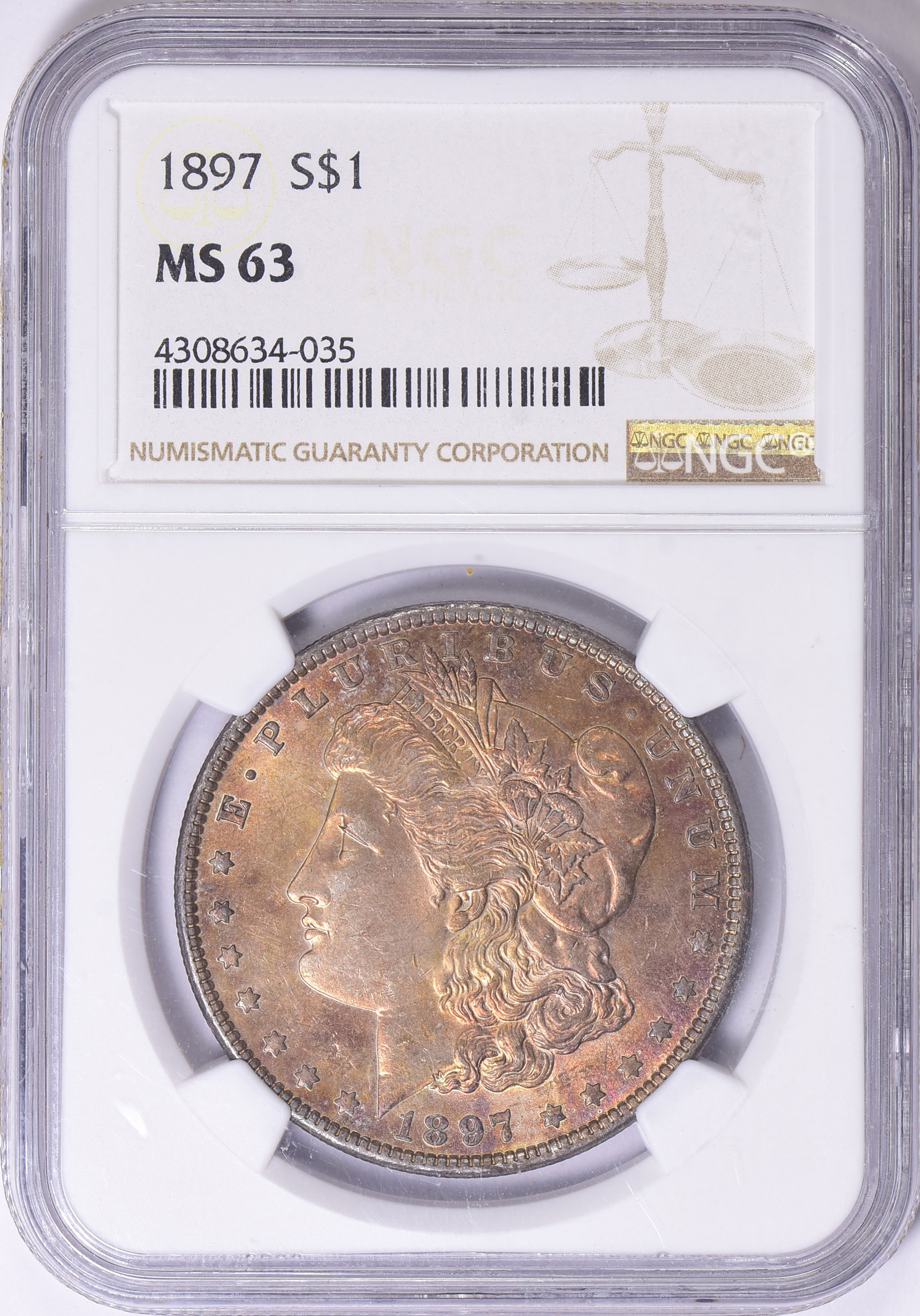 1897 Morgan Silver Dollar NGC MS-63 (Toned) (Item 1733882) | GreatCollections Coin Auctions