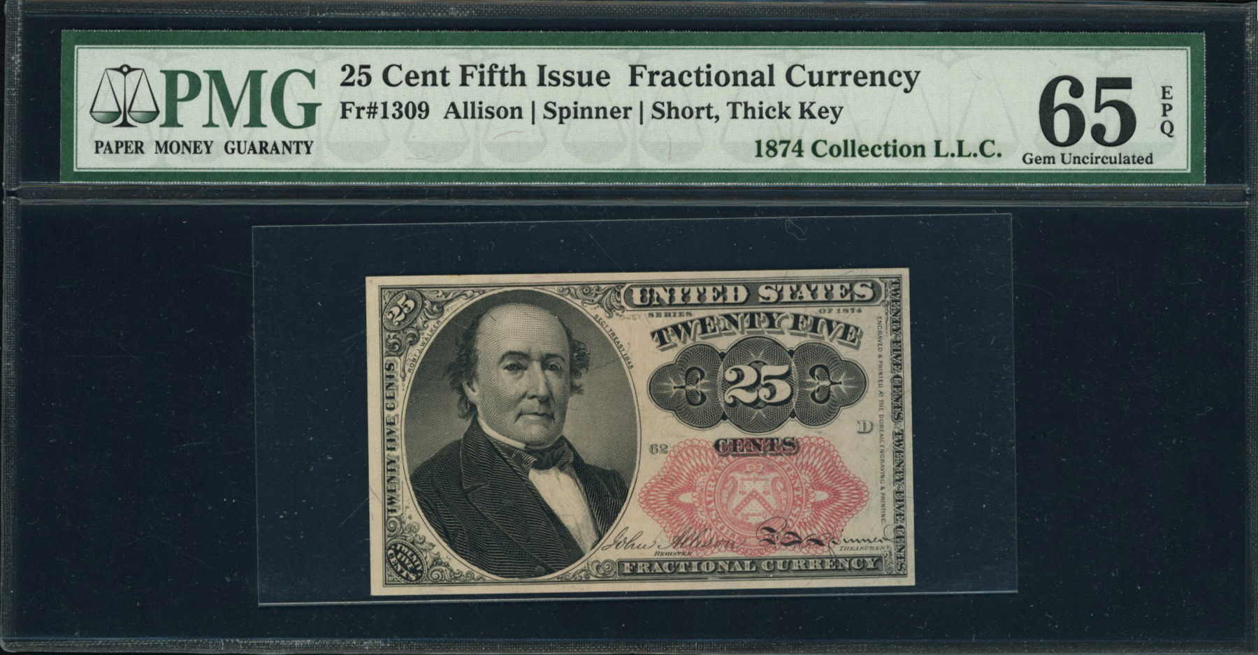 Fr. 1309 Fifth Issue 25 Cents Fractional Currency Note Allison ...