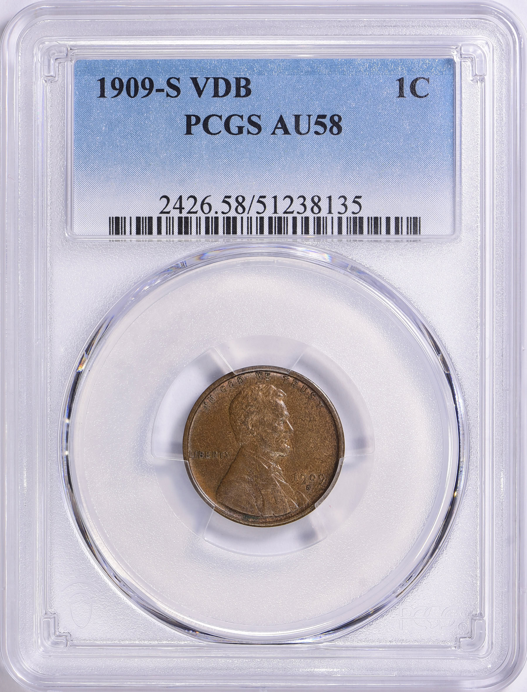 1909-S Lincoln Cent V.D.B. PCGS AU-58 BN (Item 1734068 ...