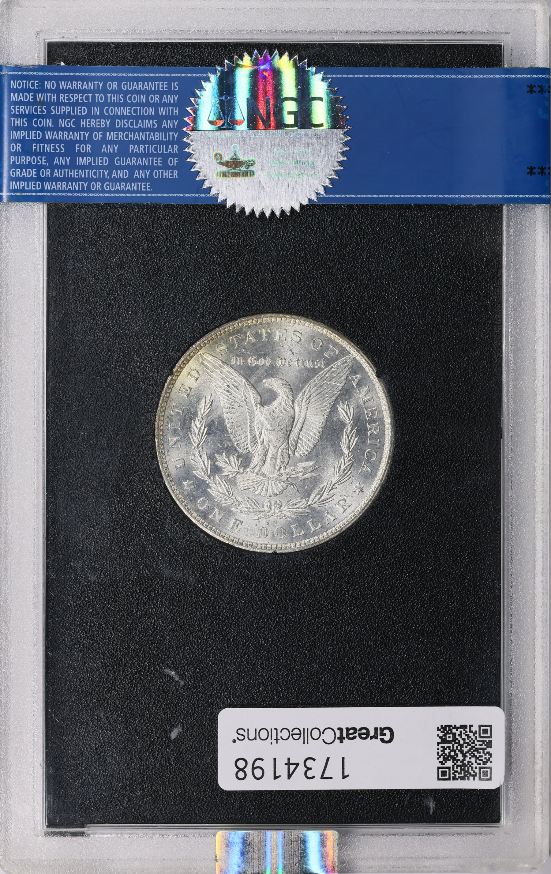 1882-CC Morgan Silver Dollar GSA Hoard NGC MS-63 (Toned) (GSA Holder) (With GSA Box and Numbered ...