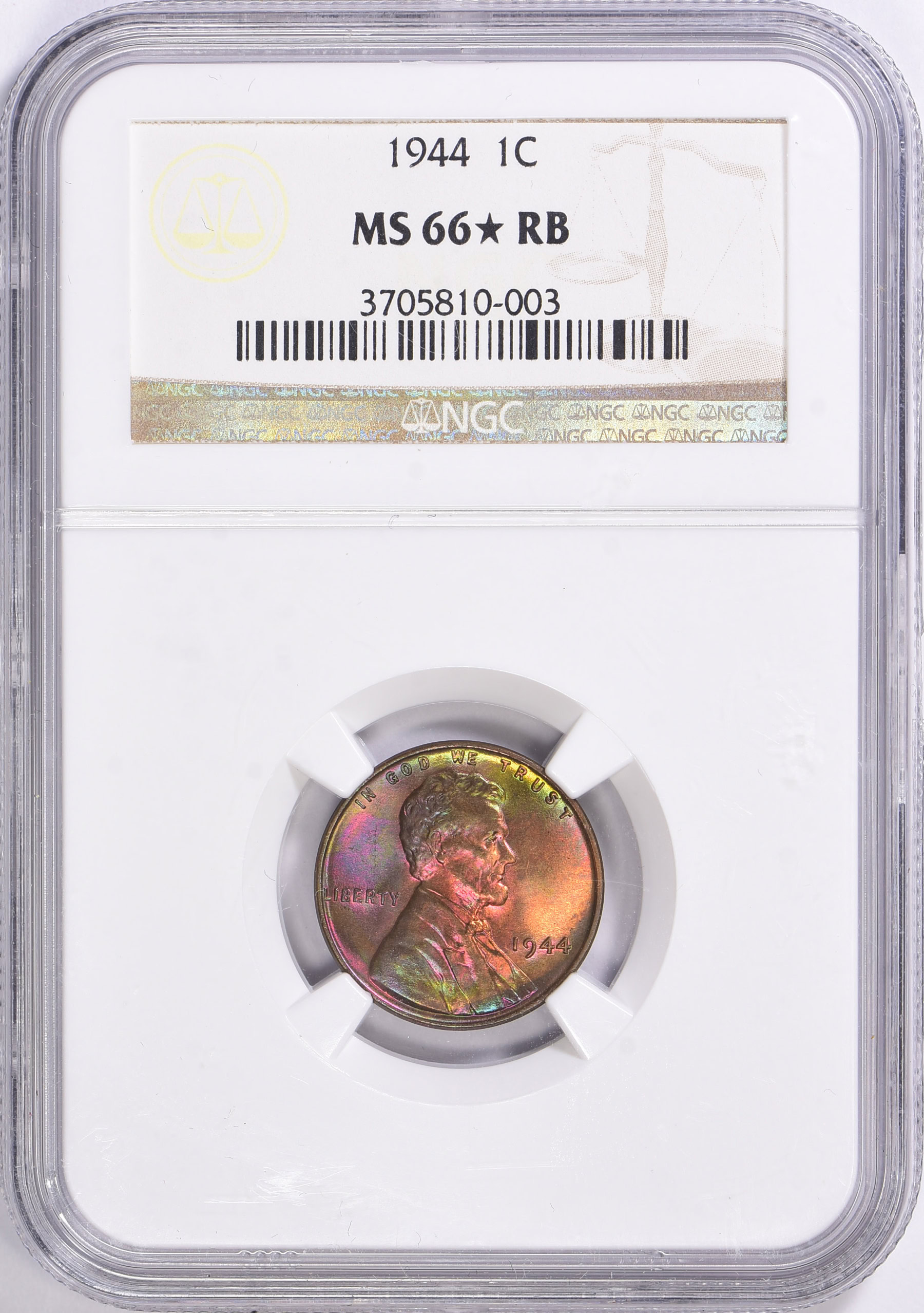 1944 Lincoln Cent NGC MS-66 ★ RB (Toned) (Item 1734225 ...