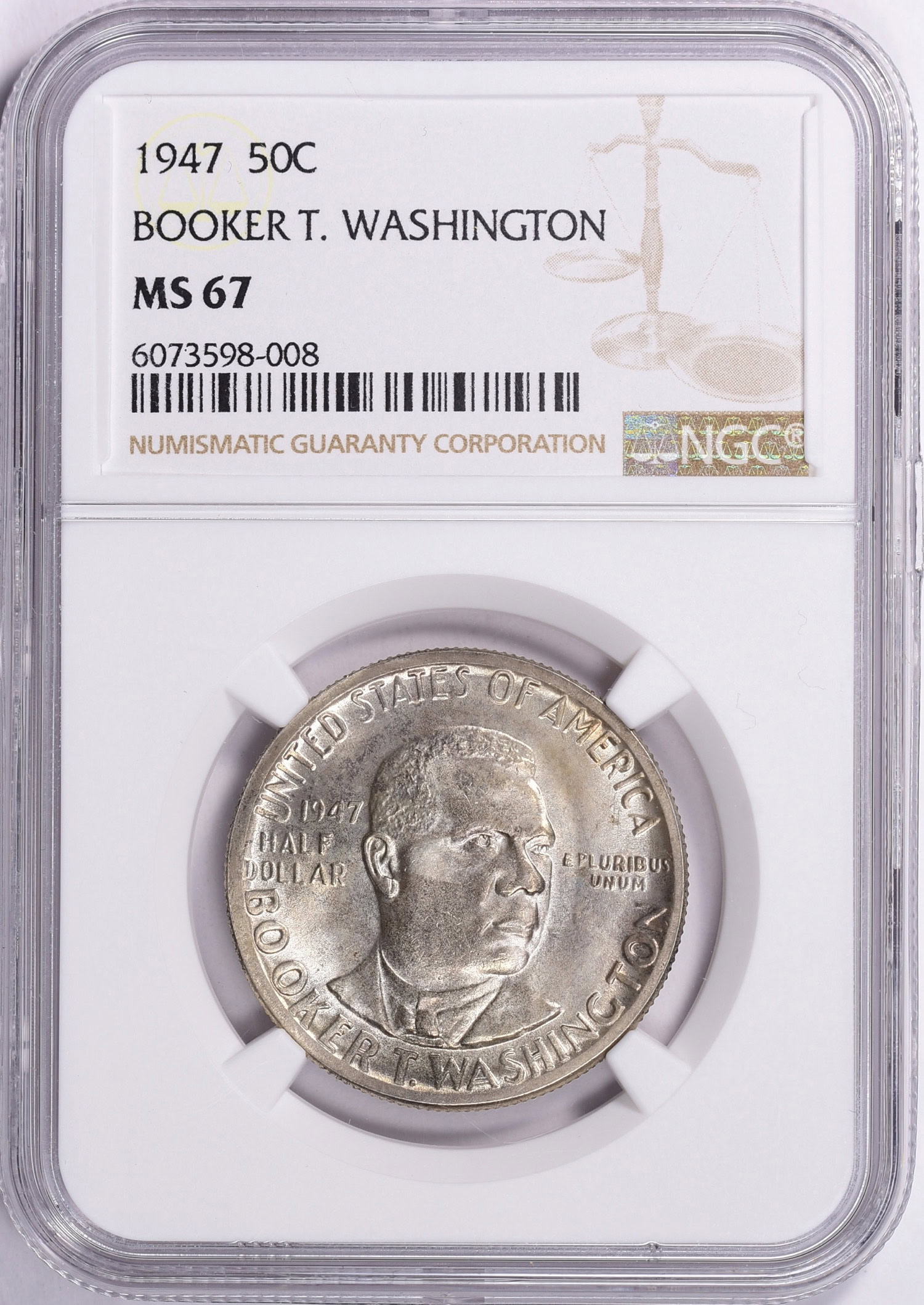 1947 Booker T. Washington Memorial Half Dollar NGC MS-67 (Item 1734228) | GreatCollections Coin ...