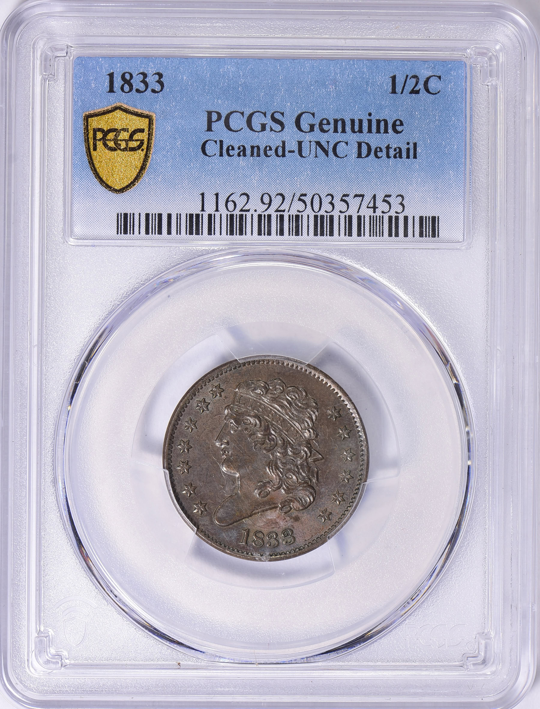 1833 Classic Half Cent PCGS Genuine Unc Details (Item 1734247 ...