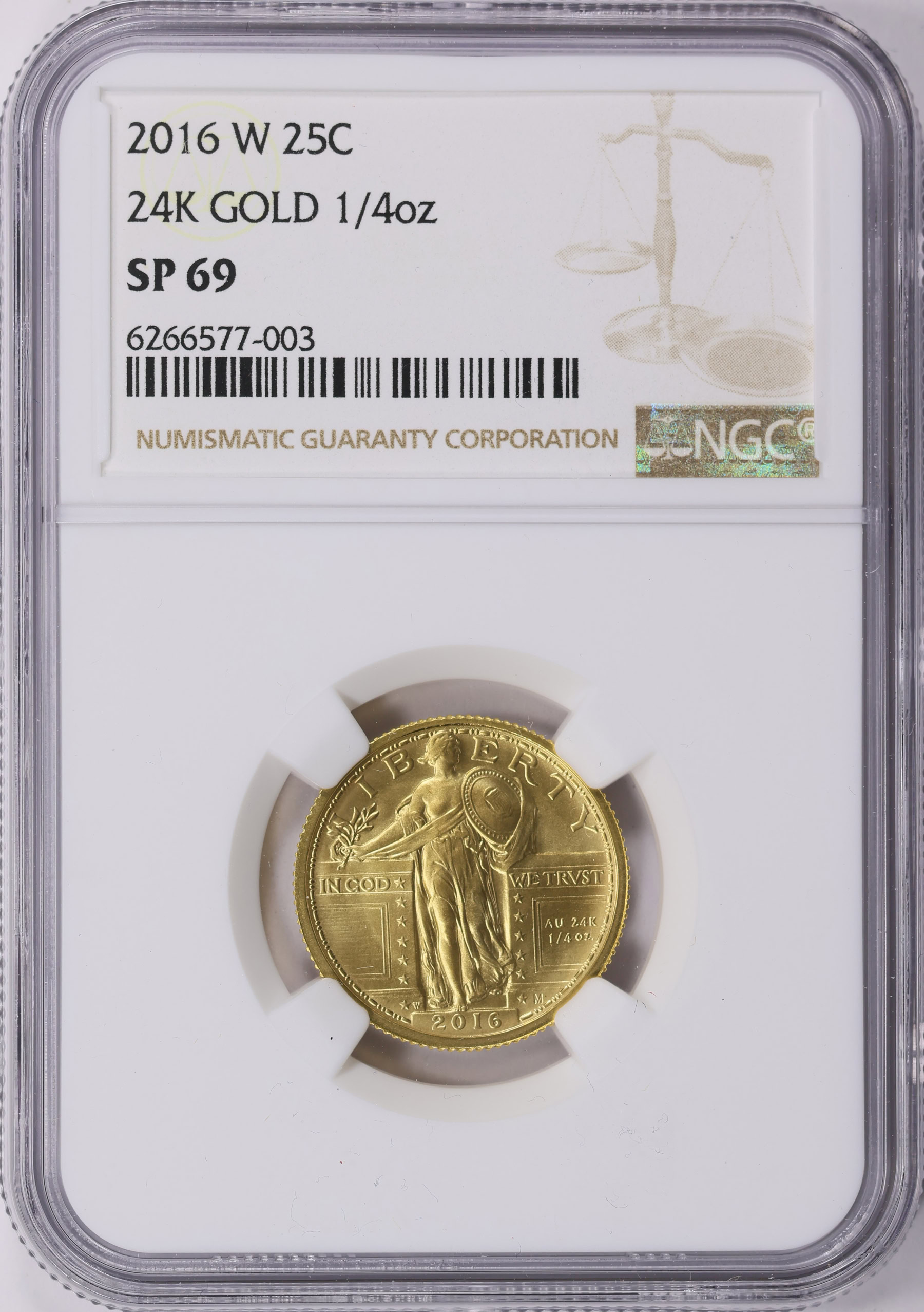 2016-W Gold Standing Liberty Quarter 100th Anniversary. NGC SP-69 (Item ...