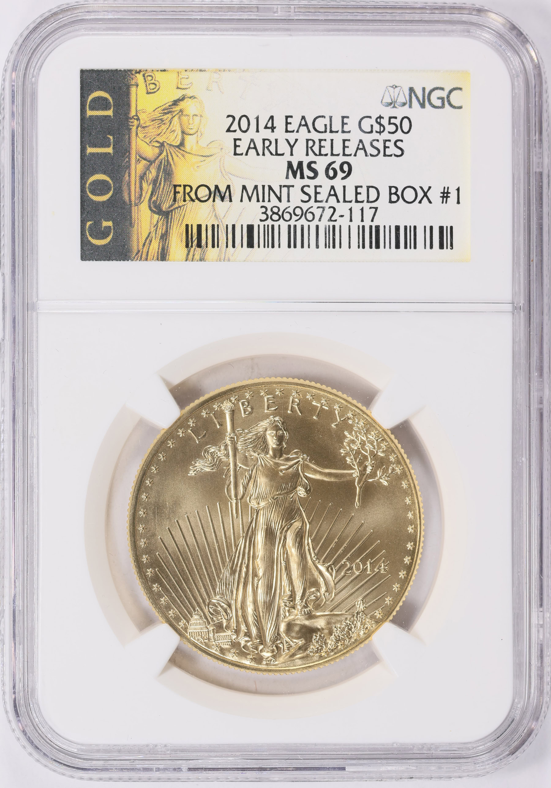 2014 $50 One-Ounce Gold American Eagle Early Releases NGC MS-69 (Item 1734418 ...