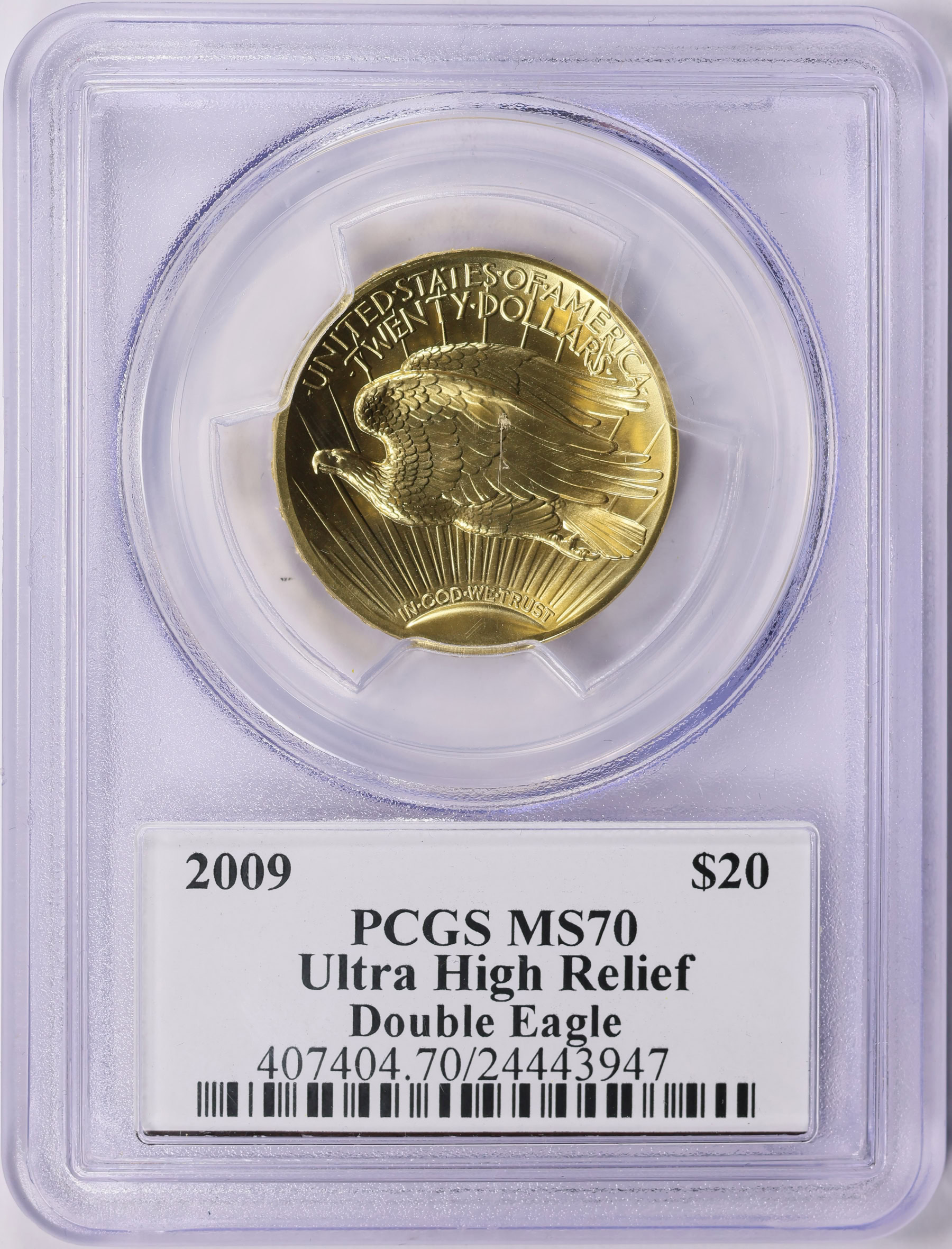 2009 MMIX Ultra High Relief $20 Gold PCGS MS-70 (Mercanti Signed Label ...