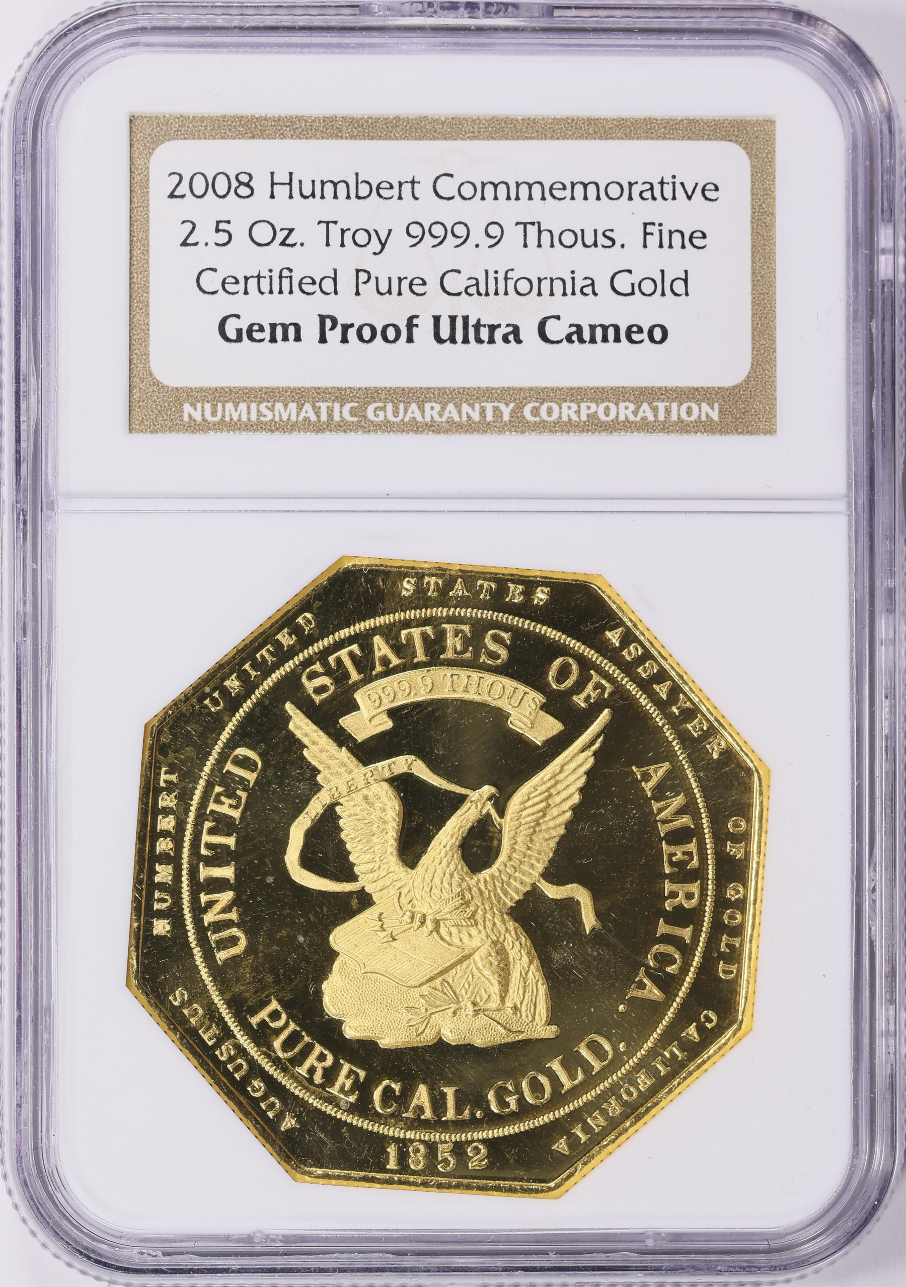2008 Humbert Commemorative 2.5 Oz. Gold NGC Gem Proof UC (AGW 2.5 oz ...