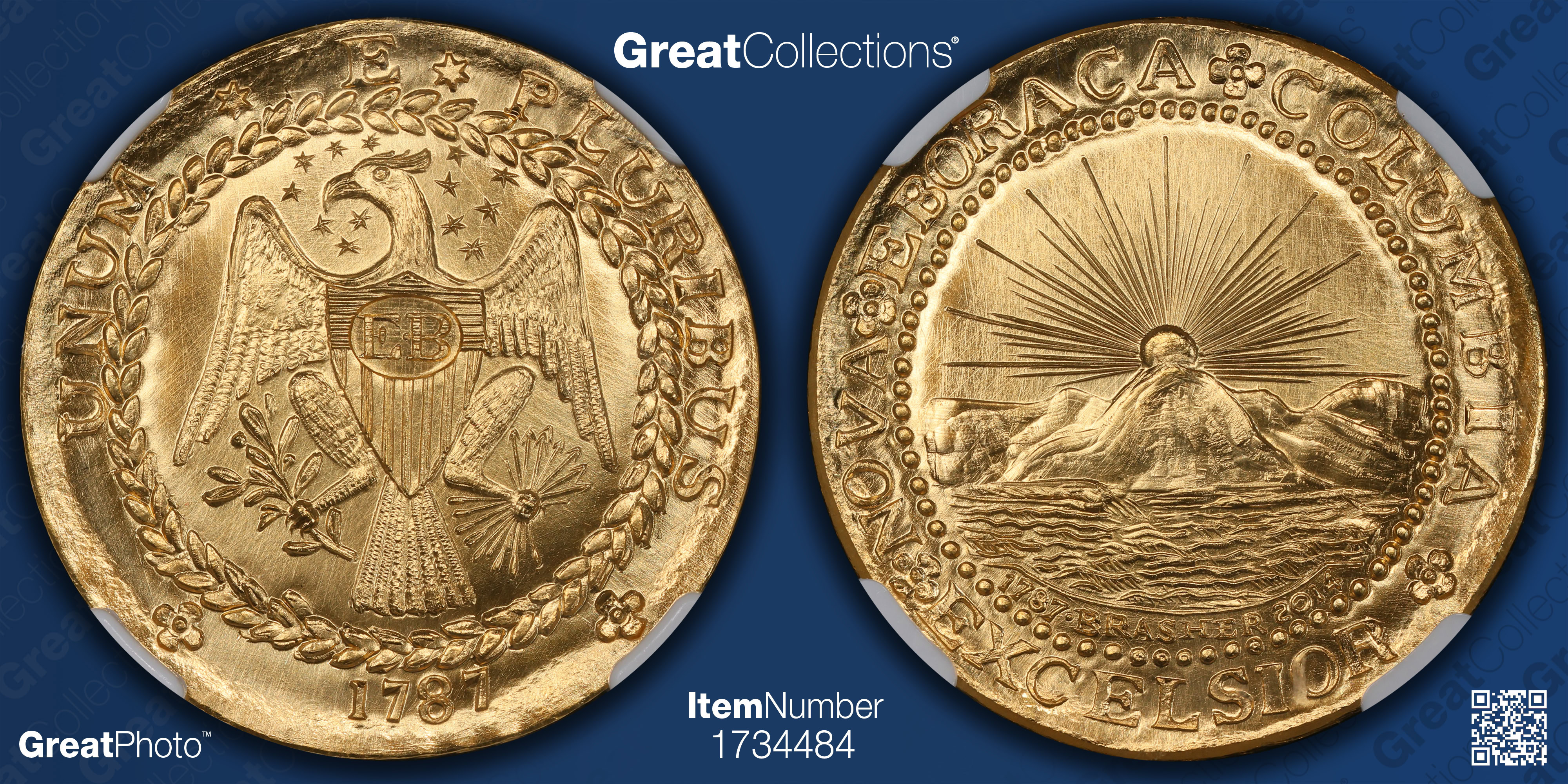 1787-2014 "EB" Gold Doubloon 2014 Private Issue Commemorating Ephraim ...