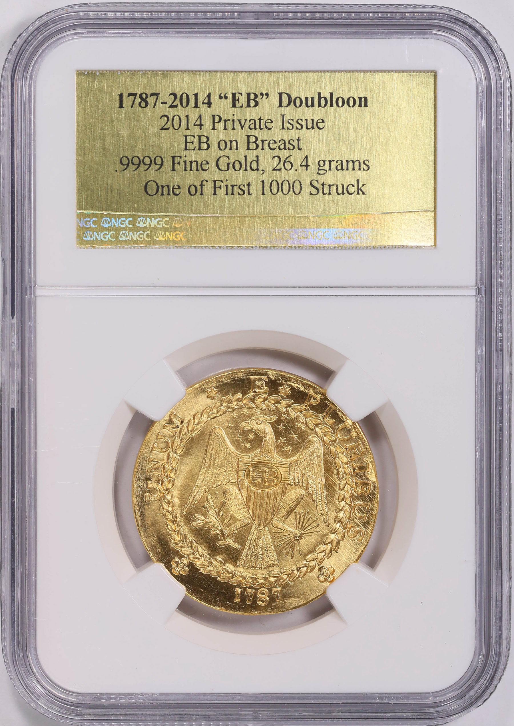 1787-2014 "EB" Gold Doubloon 2014 Private Issue Commemorating Ephraim ...