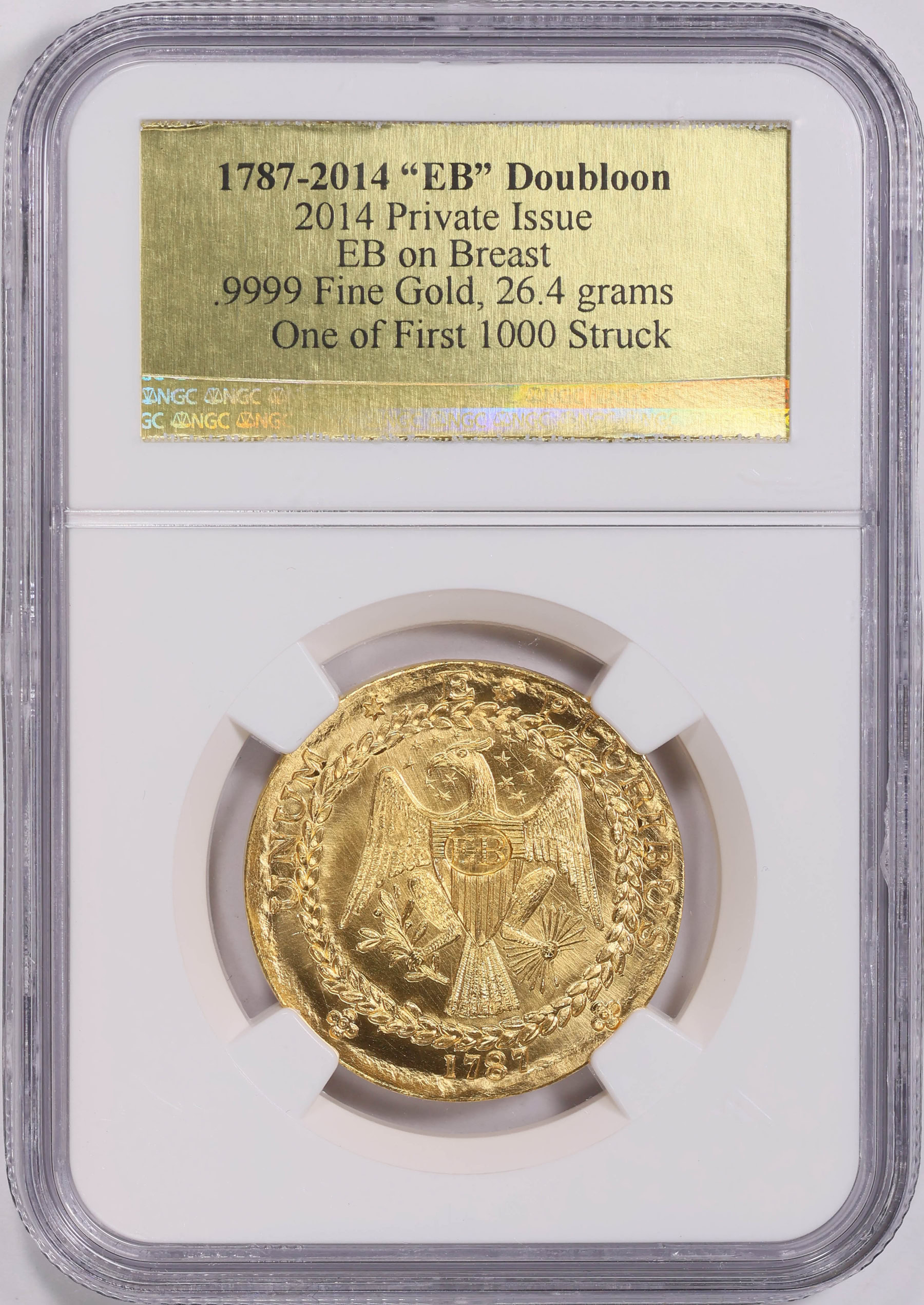 1787-2014 "EB" Gold Doubloon 2014 Private Issue Commemorating Ephraim ...