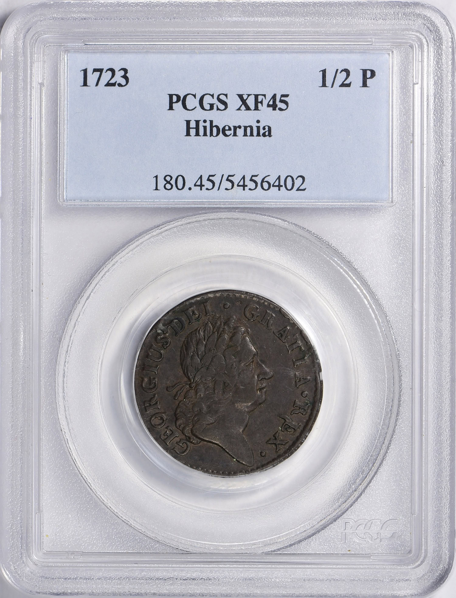 1723 Woods Hibernia Halfpence Hibernia PCGS XF-45 BN (Item 1734562) | GreatCollections Coin Auctions