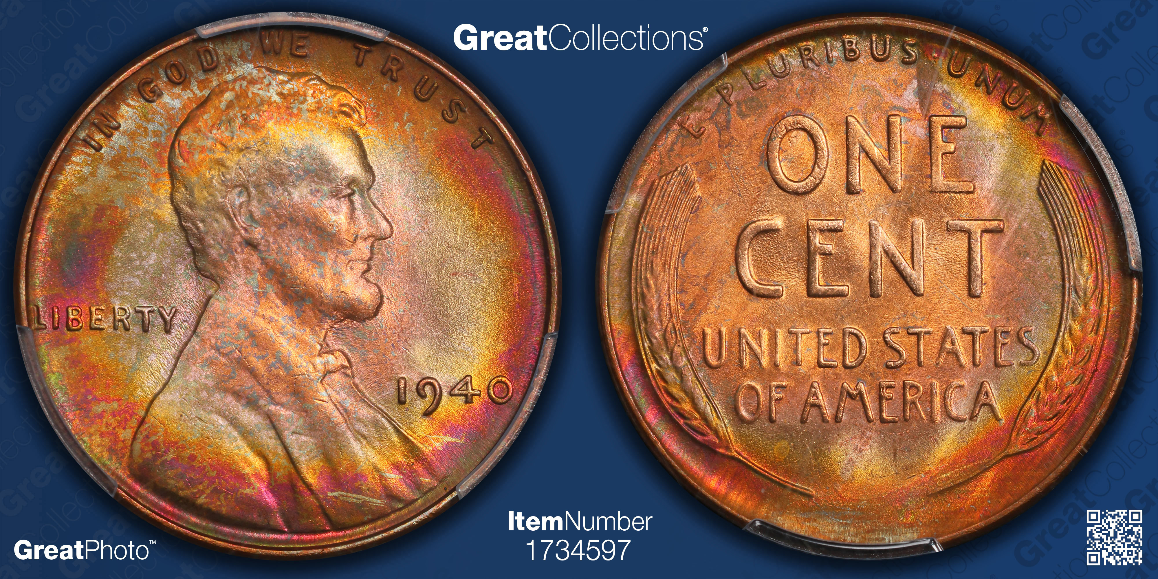 1940 Lincoln Cent PCGS MS-65 RB (Toned) (Item 1734597 ...